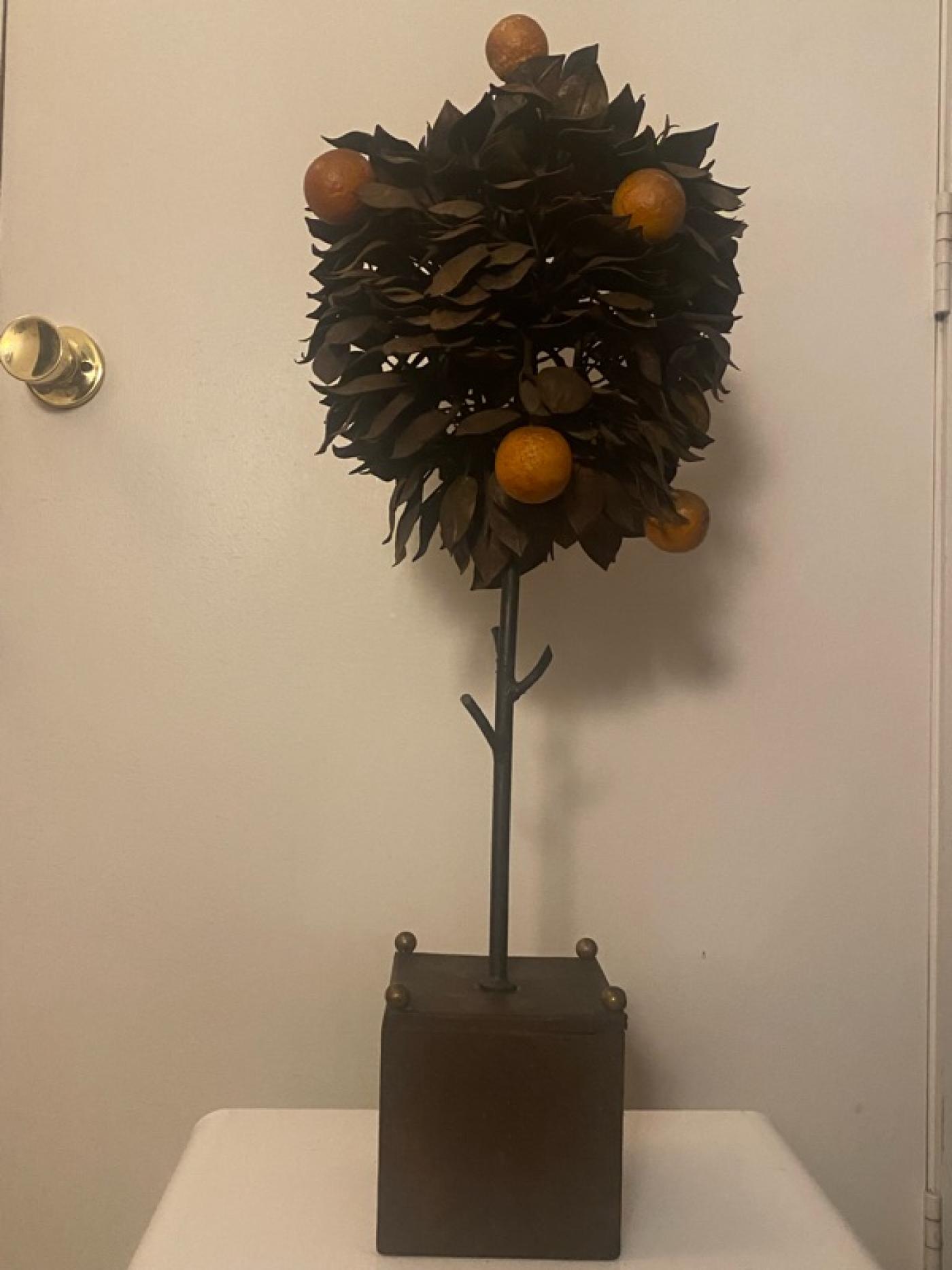 ITALIAN TOLE ORANGE TREE SCULPTURE