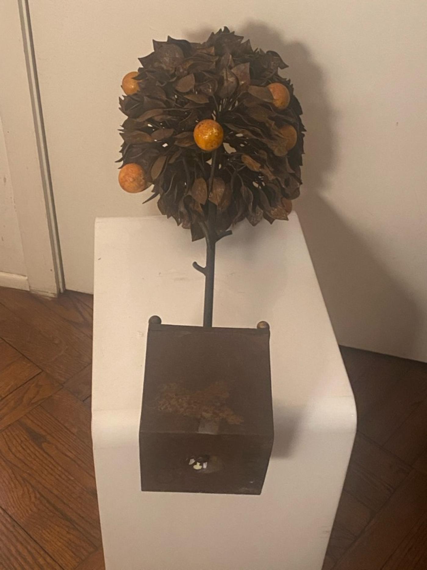 ITALIAN TOLE ORANGE TREE SCULPTURE