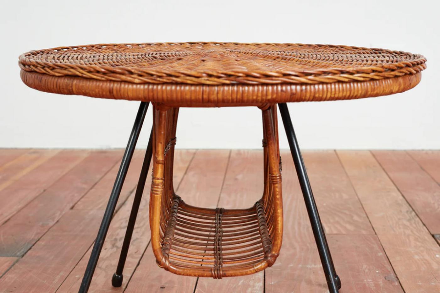 ITALIAN WICKER MAGAZINE TABLE