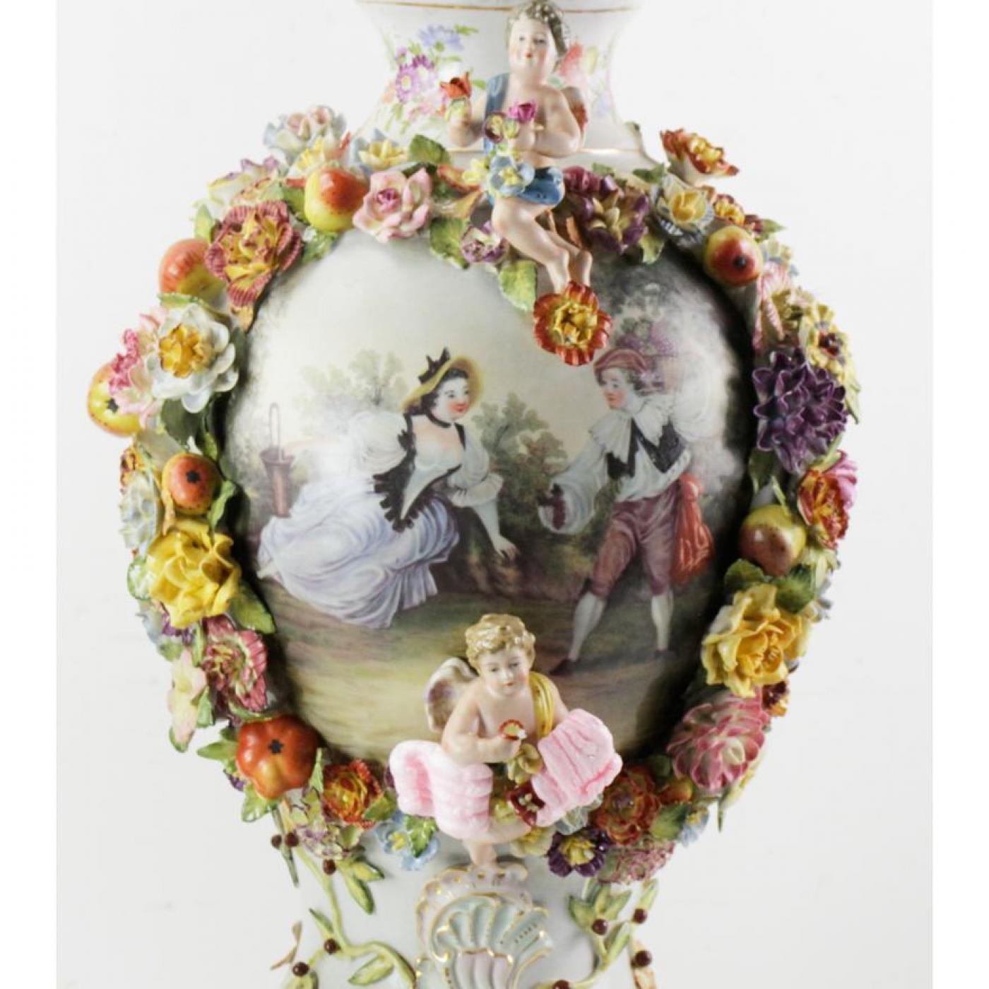 Impressive Hand Painted / Decorated German Dresden Porcelain Urn ...