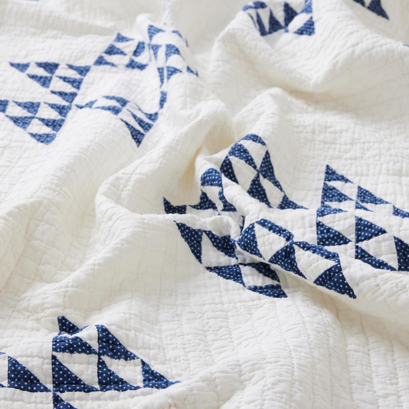 Indigo and White Double Pyramid Quilt, c. 1910