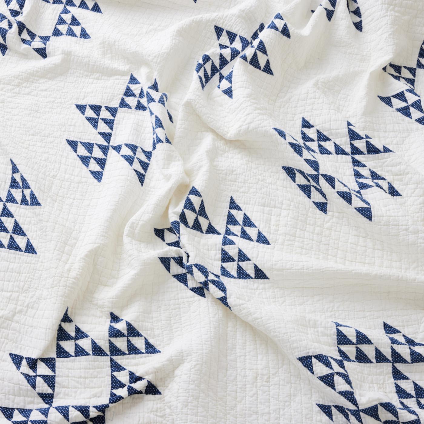 Indigo and White Double Pyramid Quilt, c. 1910