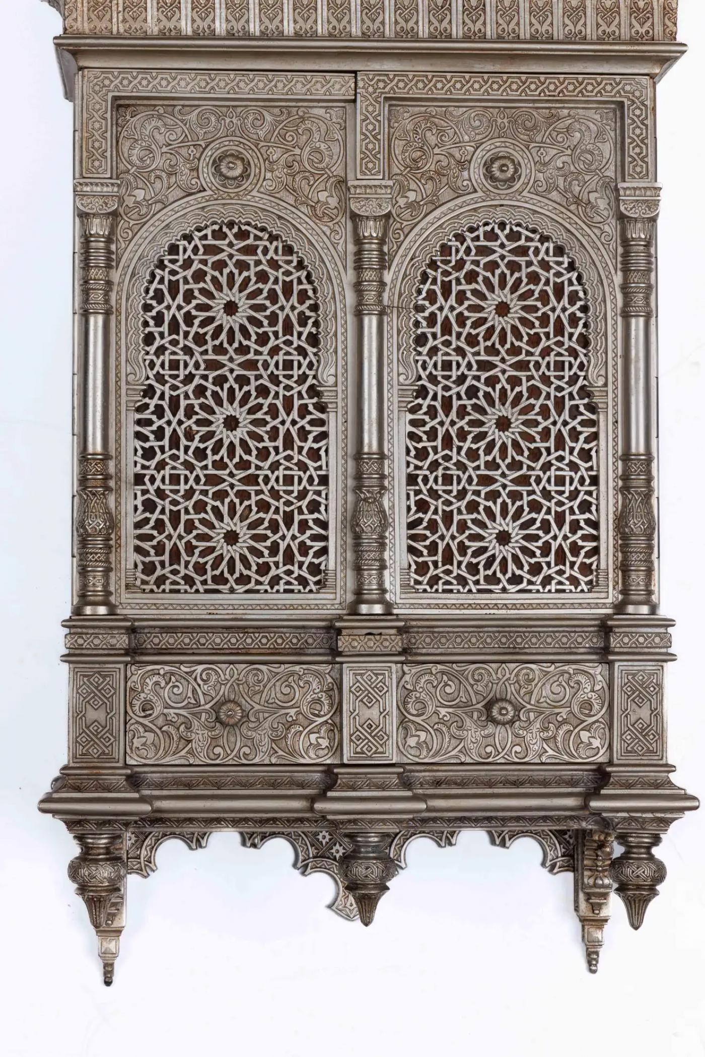 Islamic "Alhambra" Silvered Bronze Quran Cabinet in the Islamic Nasrid ...
