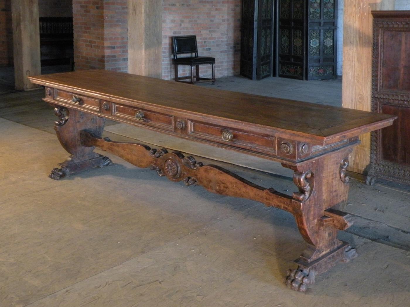 Italian 16th Century Renaissance Walnut Library / Center / Console Table