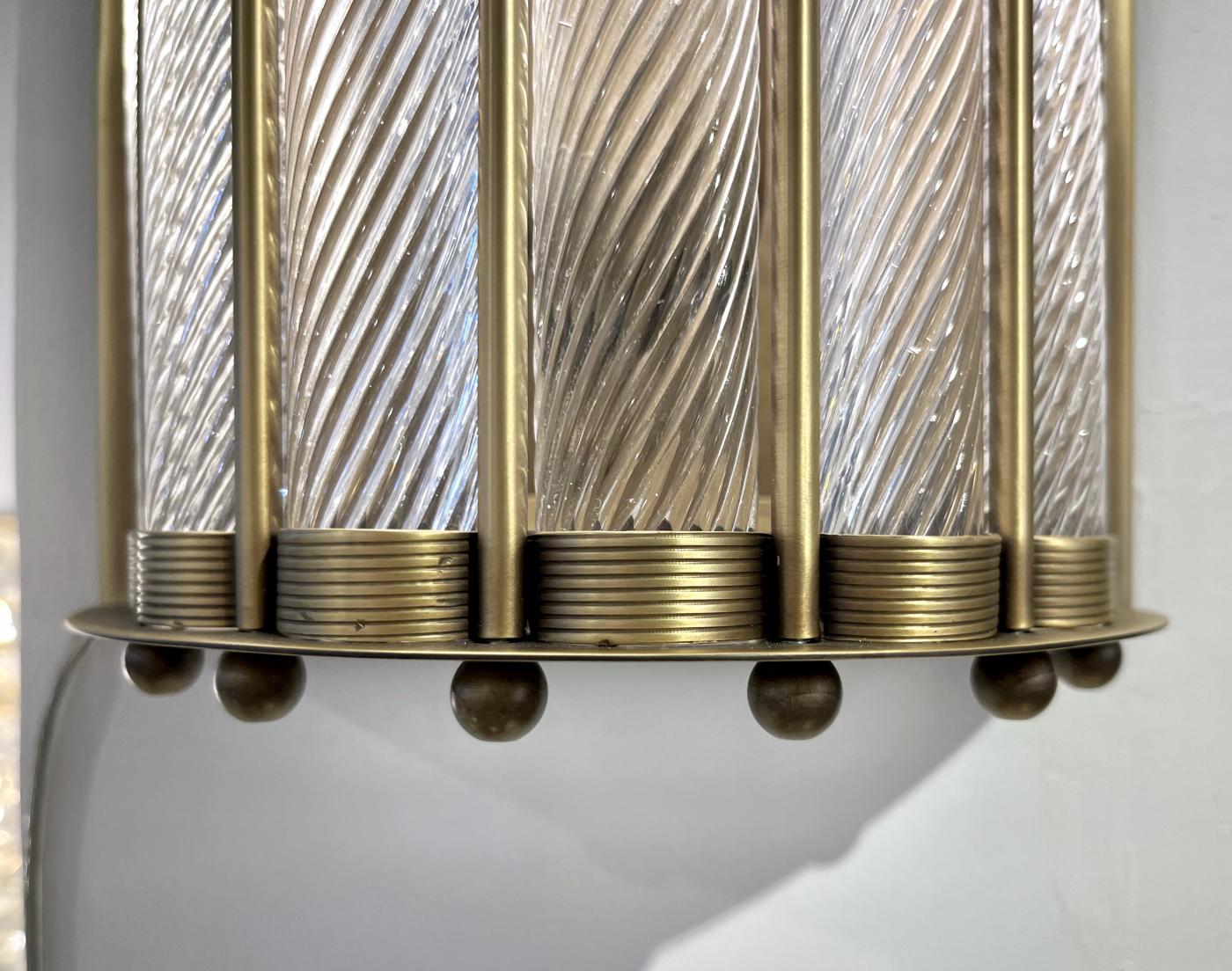 Italian Art Deco Style Crystal Murano Glass Half Moon Tall Bronze Flush ...