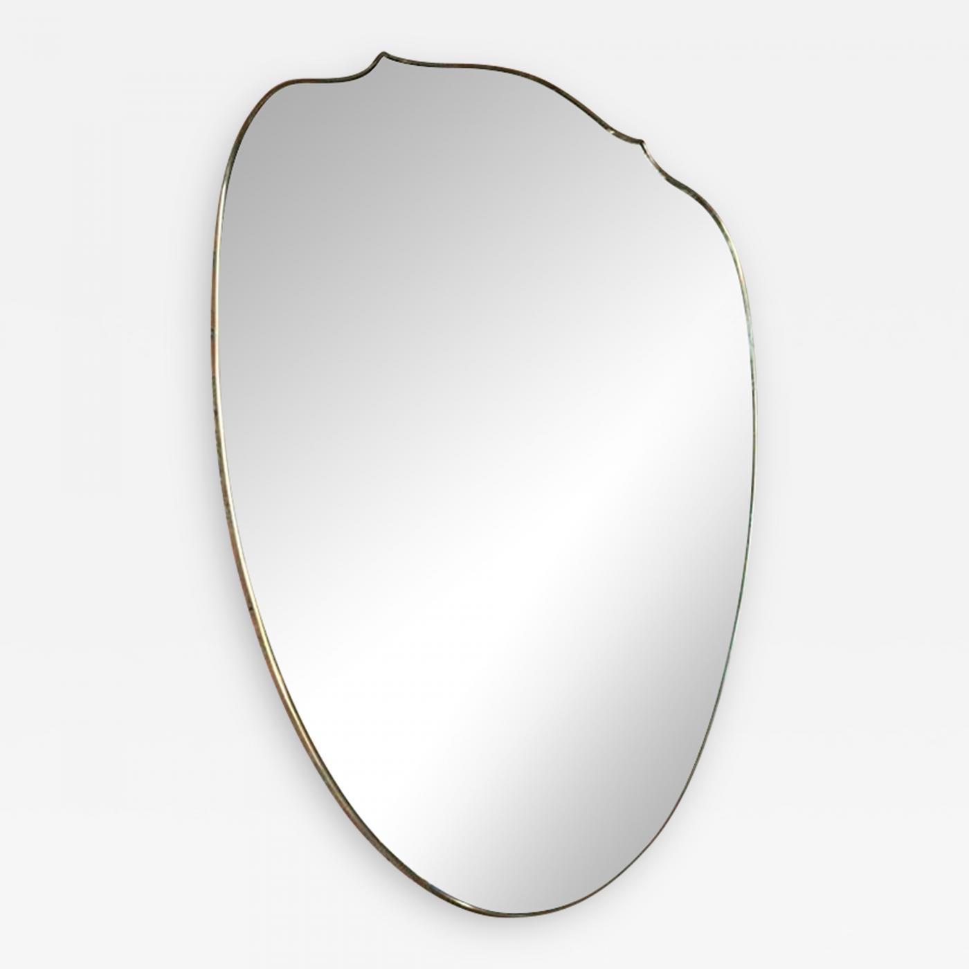 Italian Brass Shield Shaped Framed Mirror
