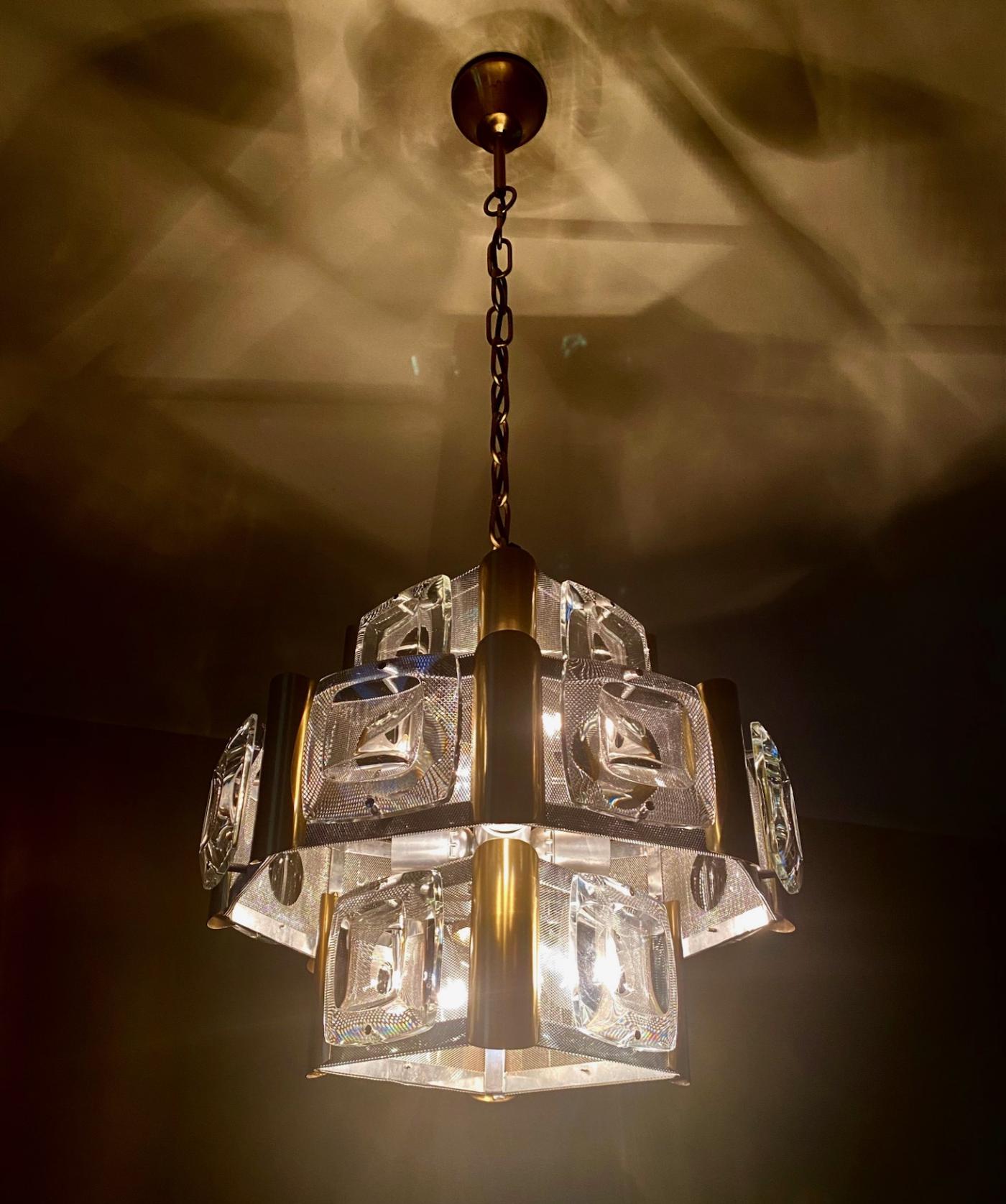 Italian Ceiling Light with Lenses