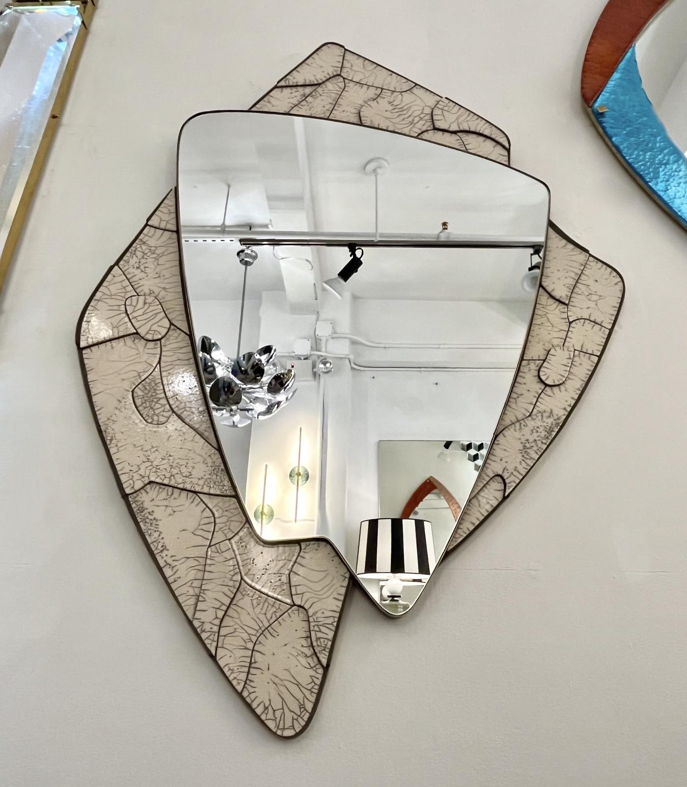 Italian Deconstructed Japanese Style Rose Beige Ceramic Bronze Mirror ...