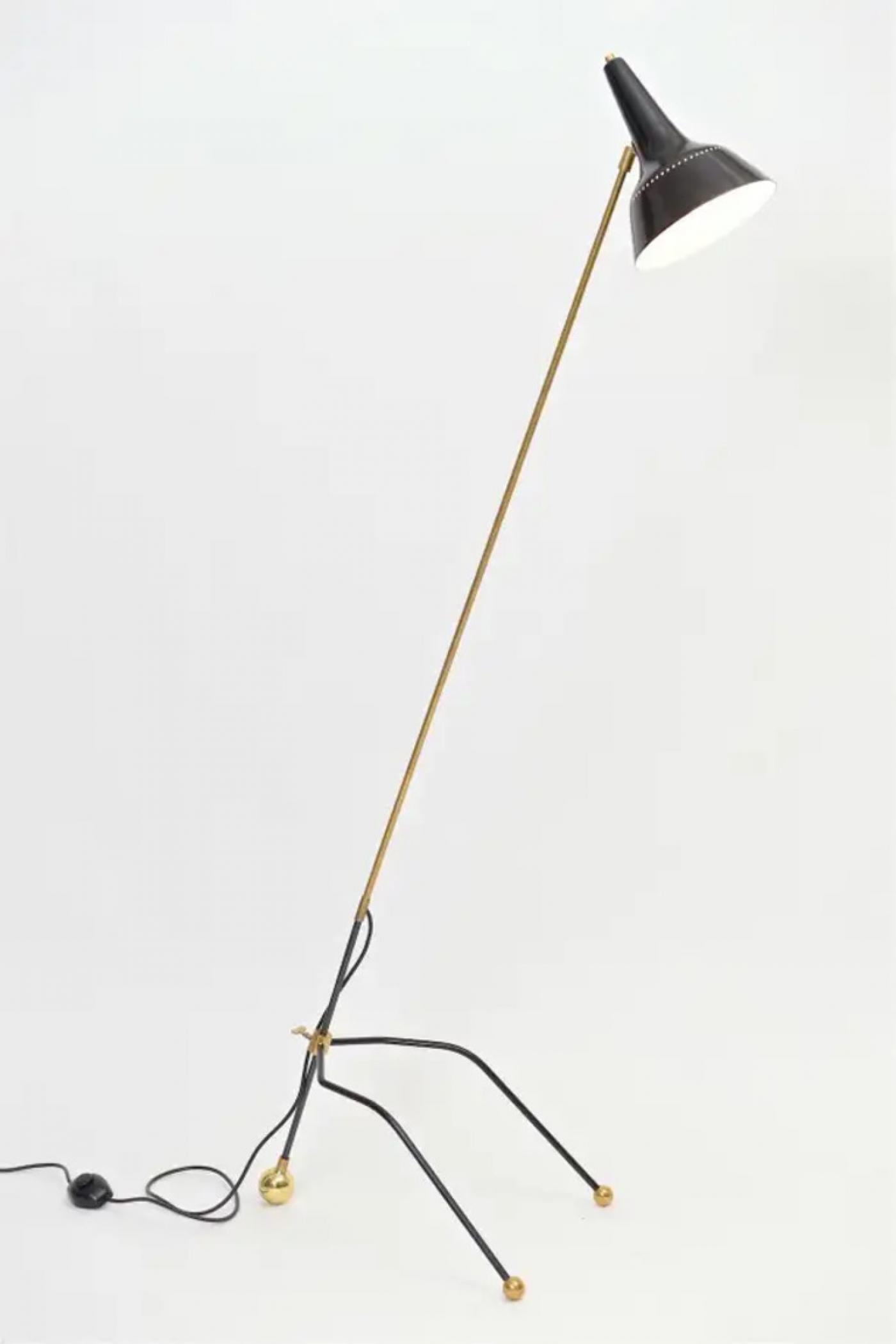 Italian Floor Lamp, Adjustable Height with Articulated Shade