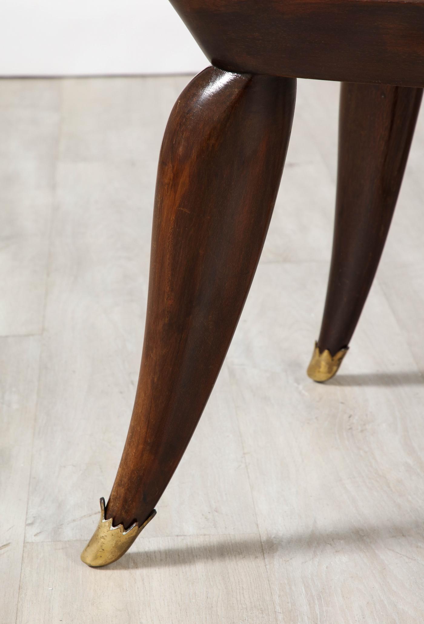 Italian Florentine Walnut and Verdi Alpi Marble Coffee Table, circa 1940