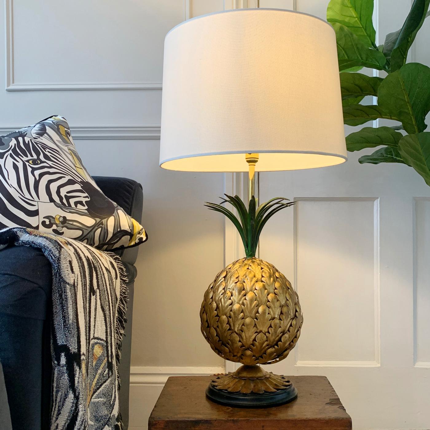 Italian Gilt Metal Pineapple Table Lamp 1950’s