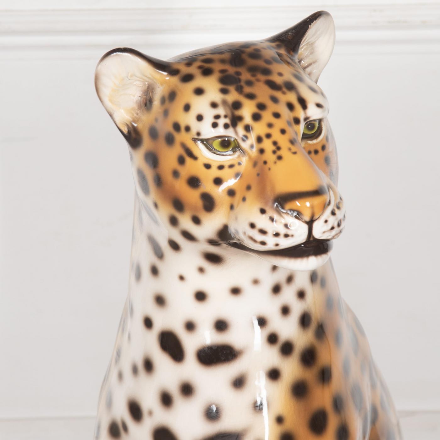 Italian Mid Century Porcelain Cheetah Statue