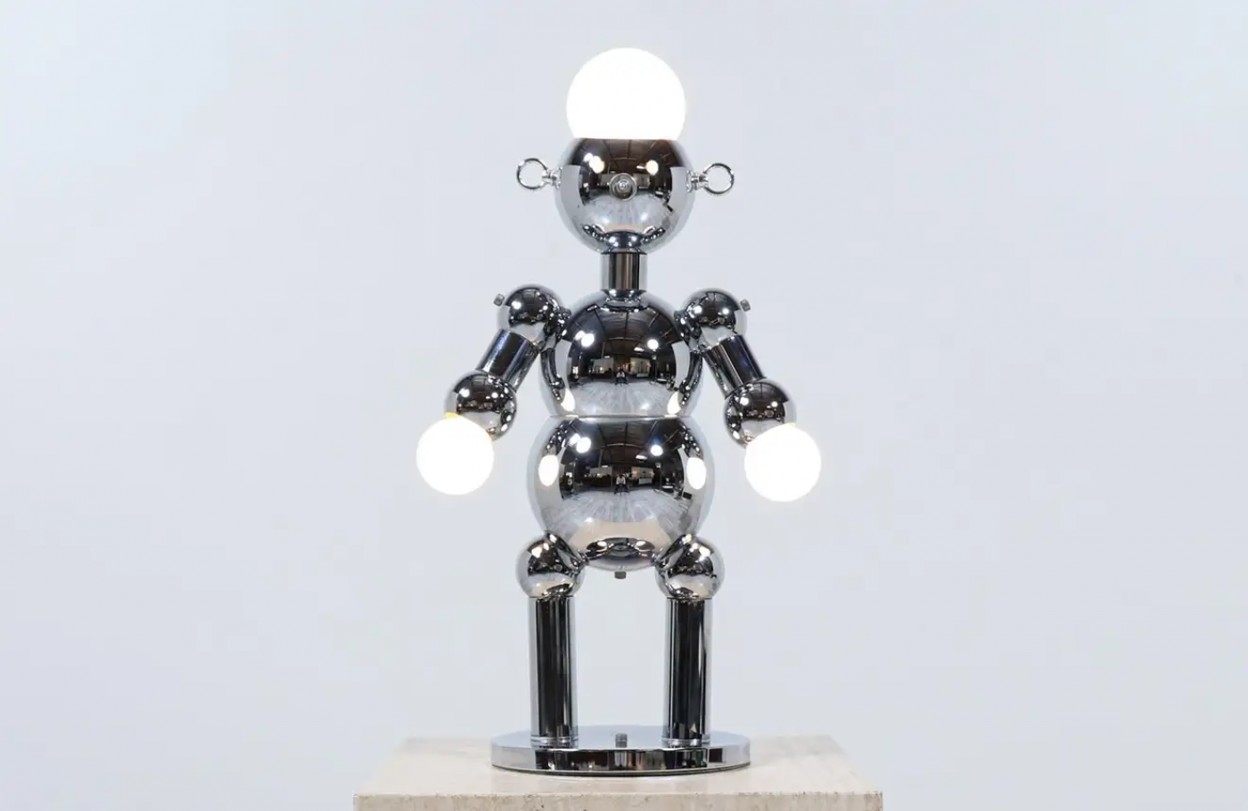Torino Lamp Co. - Italian Modern Chrome Robot Sculpture Lamp by Torino