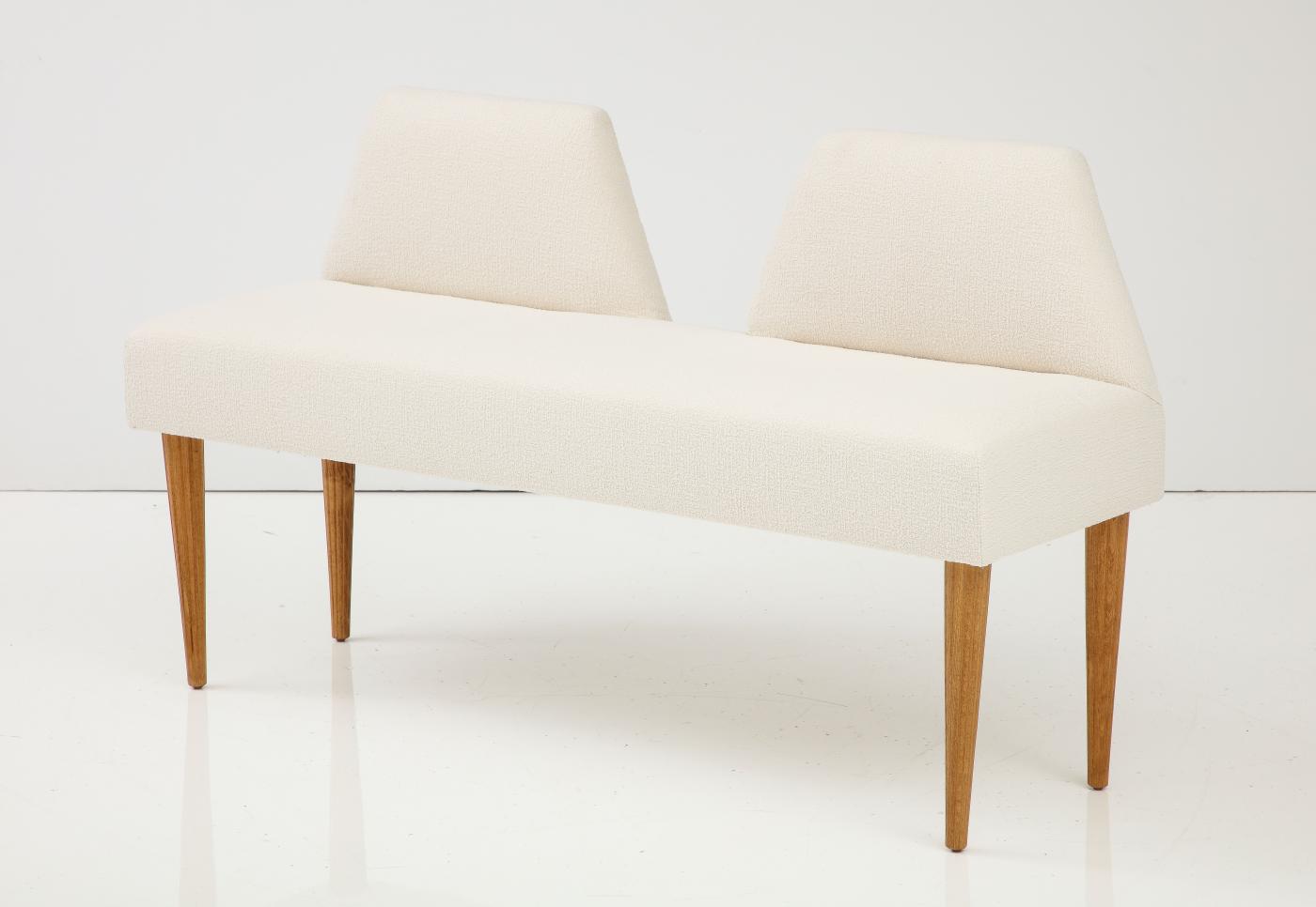 Italian Modernist Bench with Carved Oak Legs, Italy, circa 1960