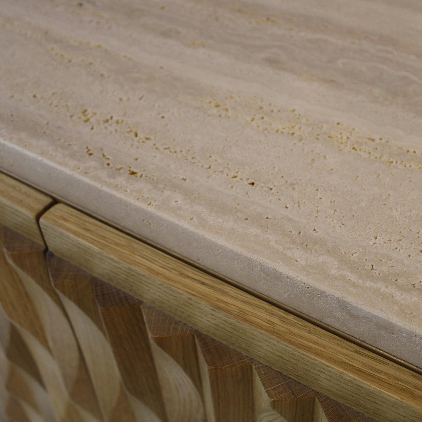 Italian Oak Wood Sideboard with Hand Carved Patterns and Travertine ...