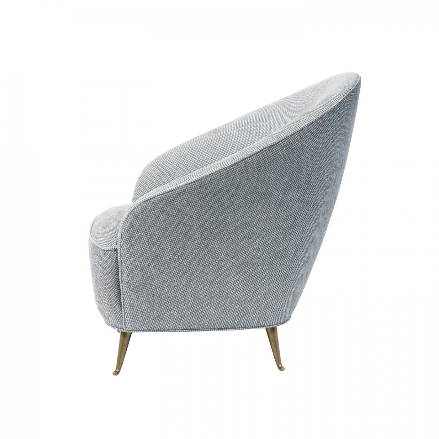 Italian Pair of Elegant Lounge Chairs with Brass Legs 1950s