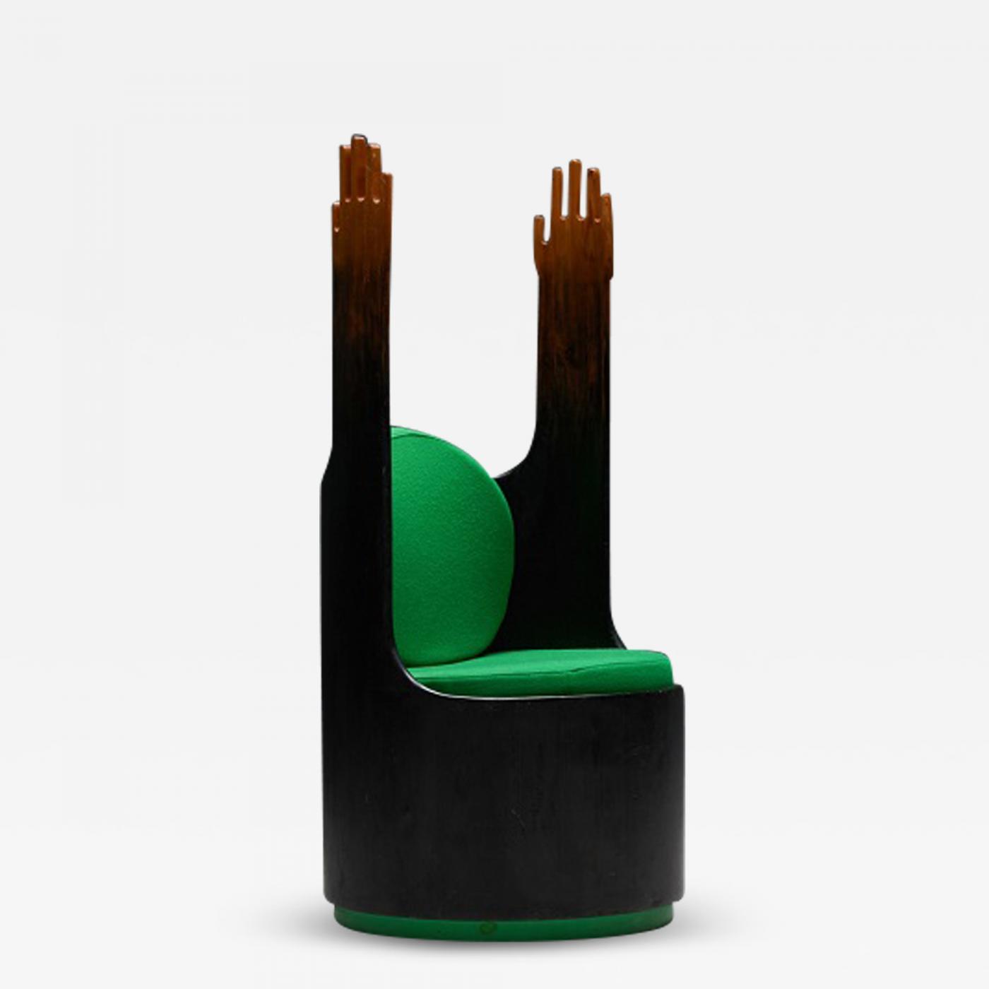 Italian Post-Modern Chair with Green Cushions - 1980's