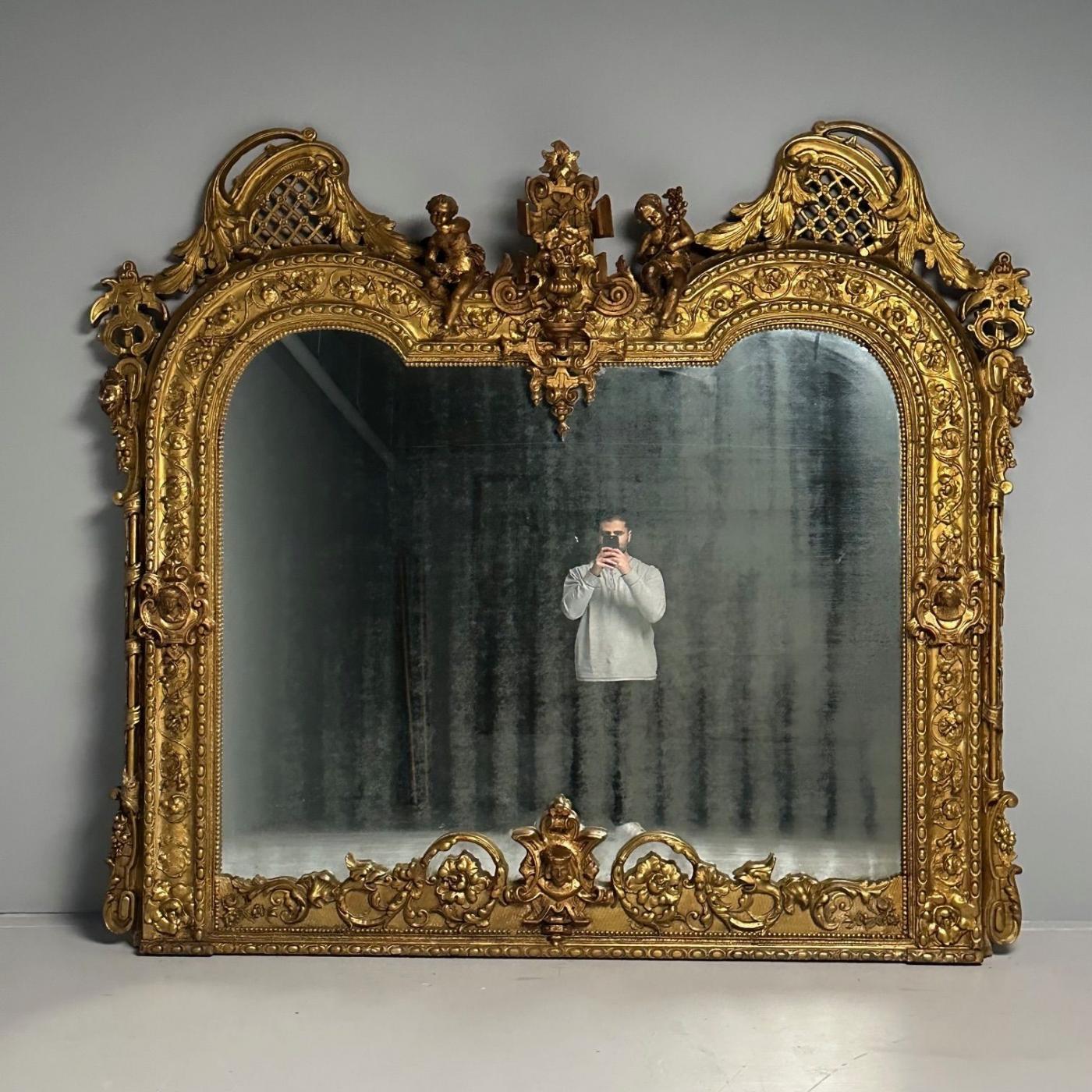 Italian Renaissance Style Over the Mantle / Wall Mirror, Oil Gilded ...