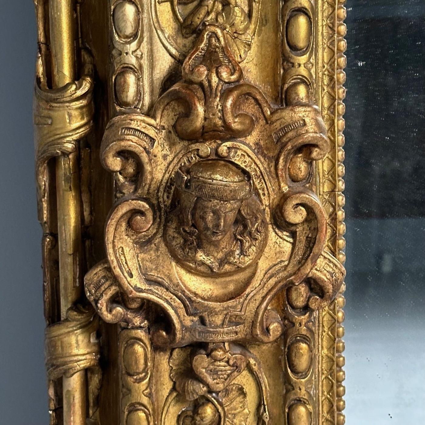 Italian Renaissance Style Over the Mantle / Wall Mirror, Oil Gilded ...
