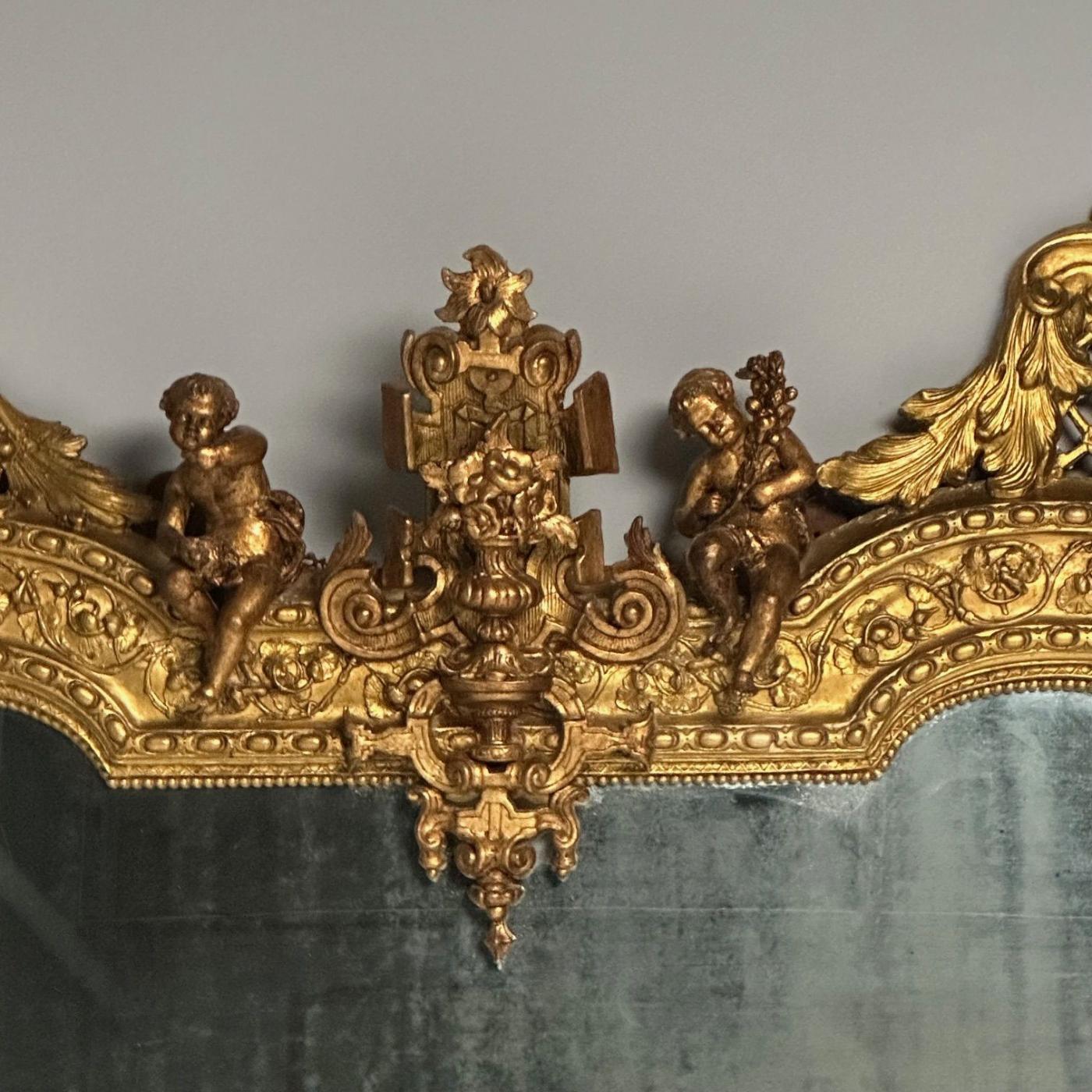 Italian Renaissance Style Over the Mantle / Wall Mirror, Oil Gilded ...