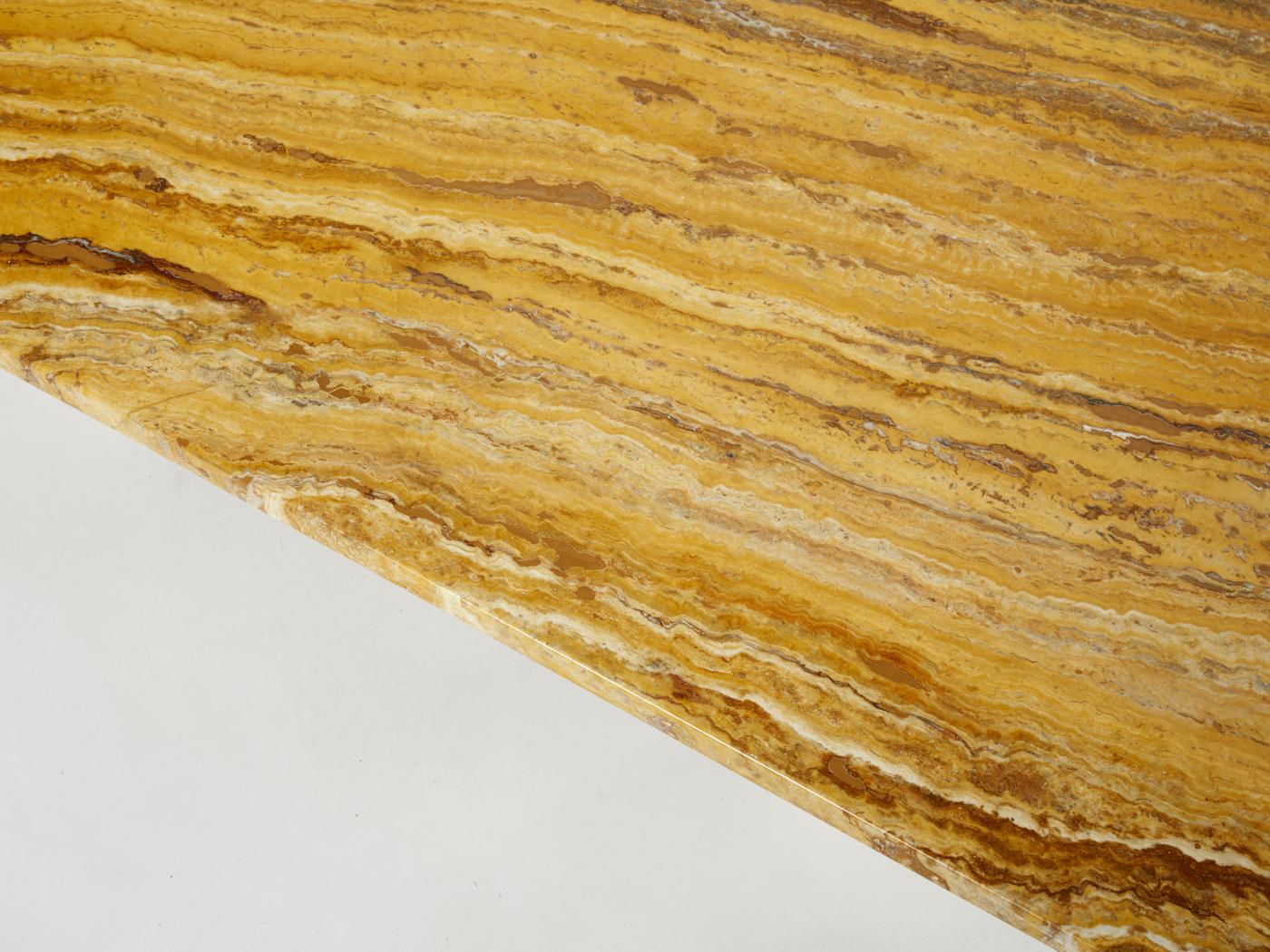 Italian Sienna yellow marble and travertine coffee table 1970s