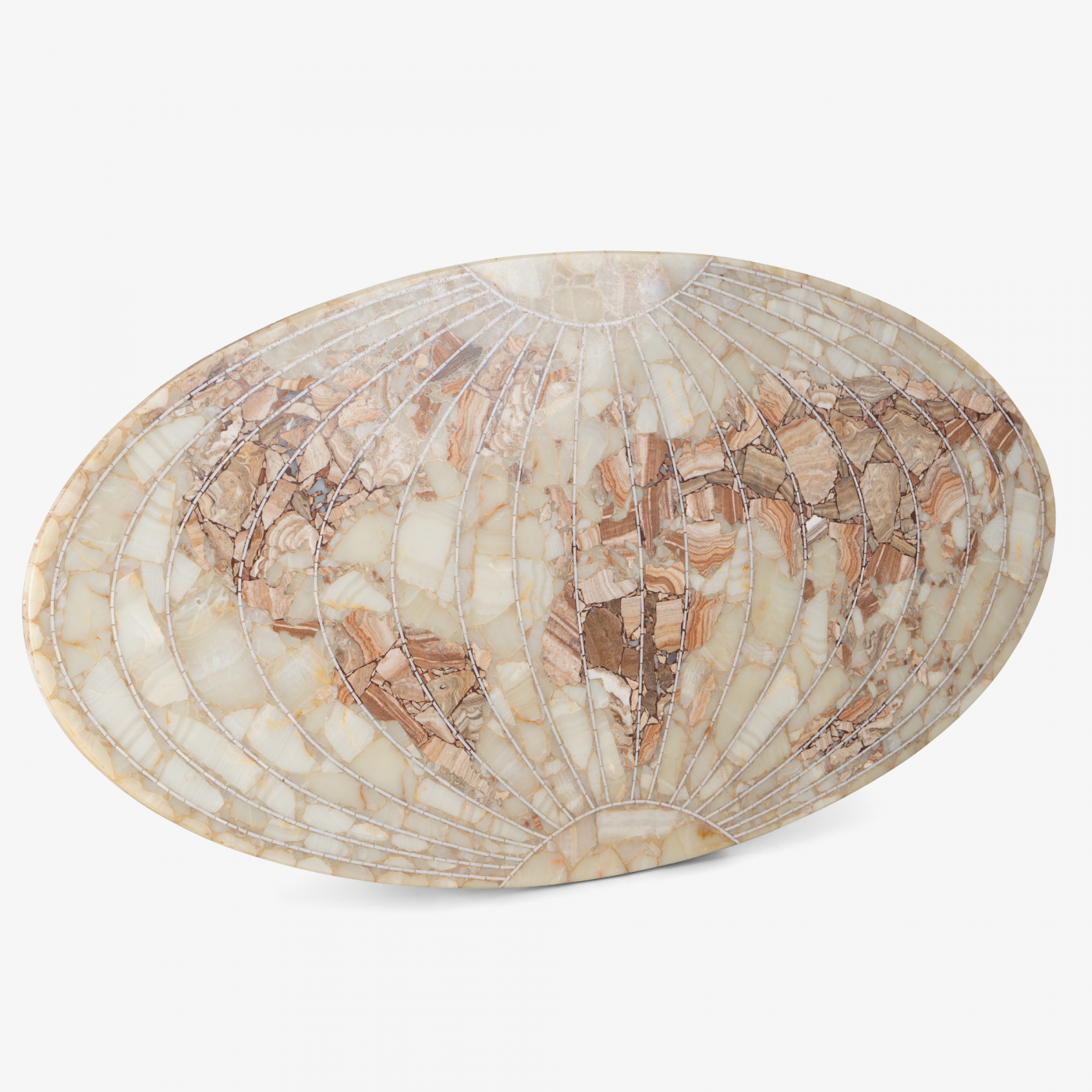 Italian Tessellated Stone "Map of the World" Art Sculpture in Quartz ...