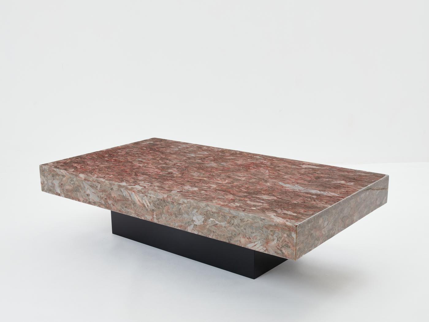 Italian rose crystalline alabaster coffee table late 1970s