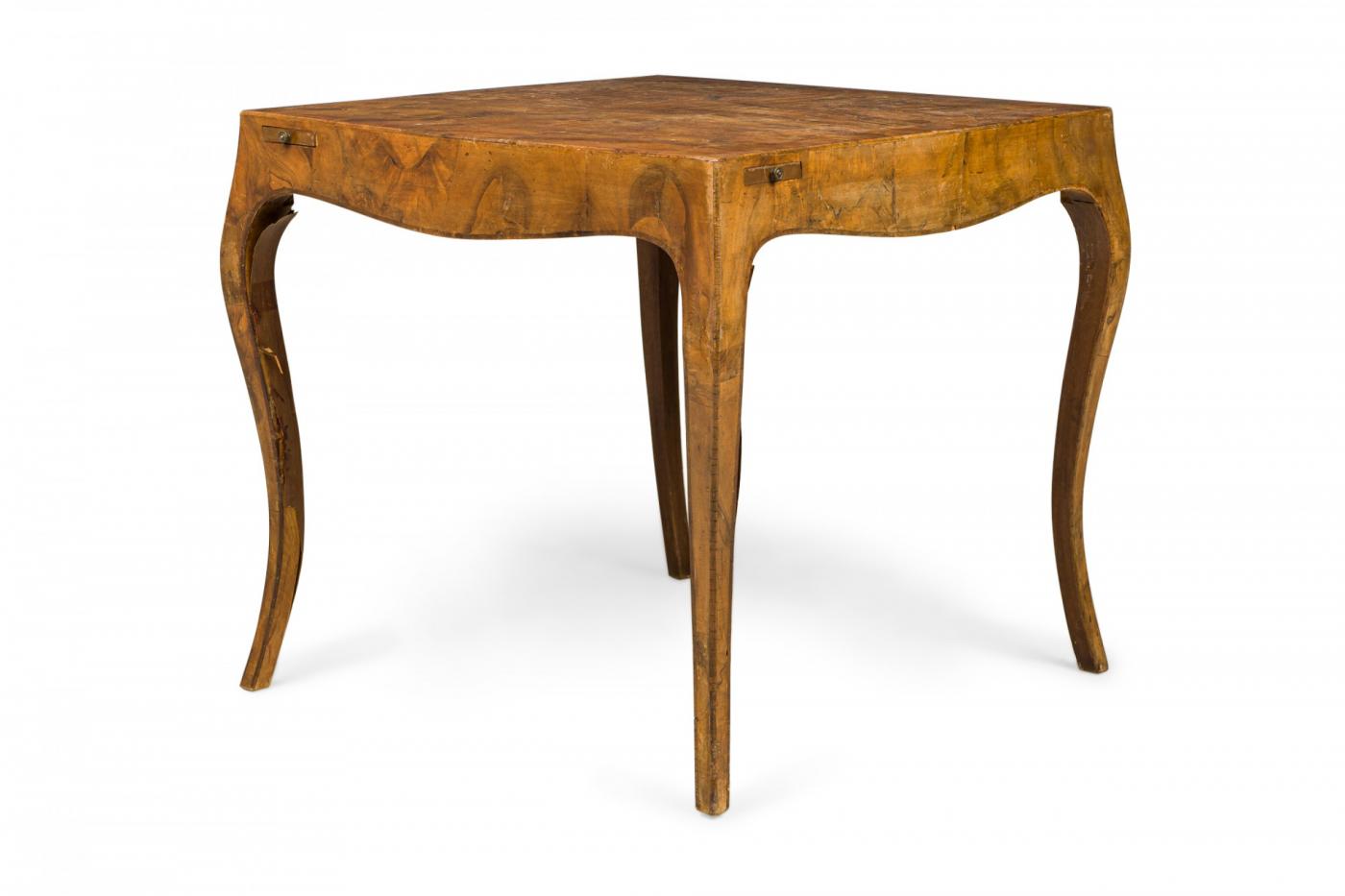 ItalianOyster Burl Curved Leg Game Table