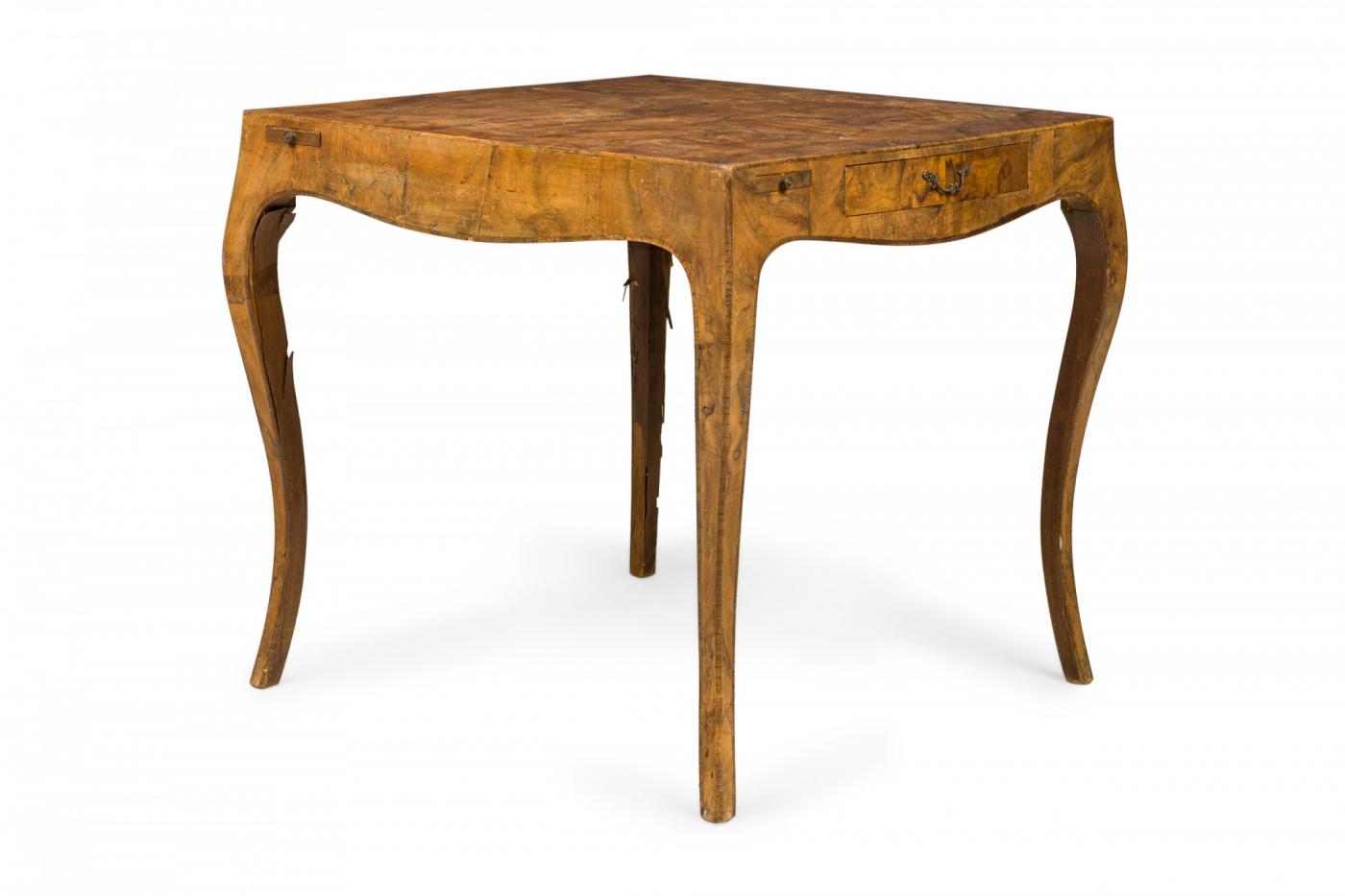 ItalianOyster Burl Curved Leg Game Table