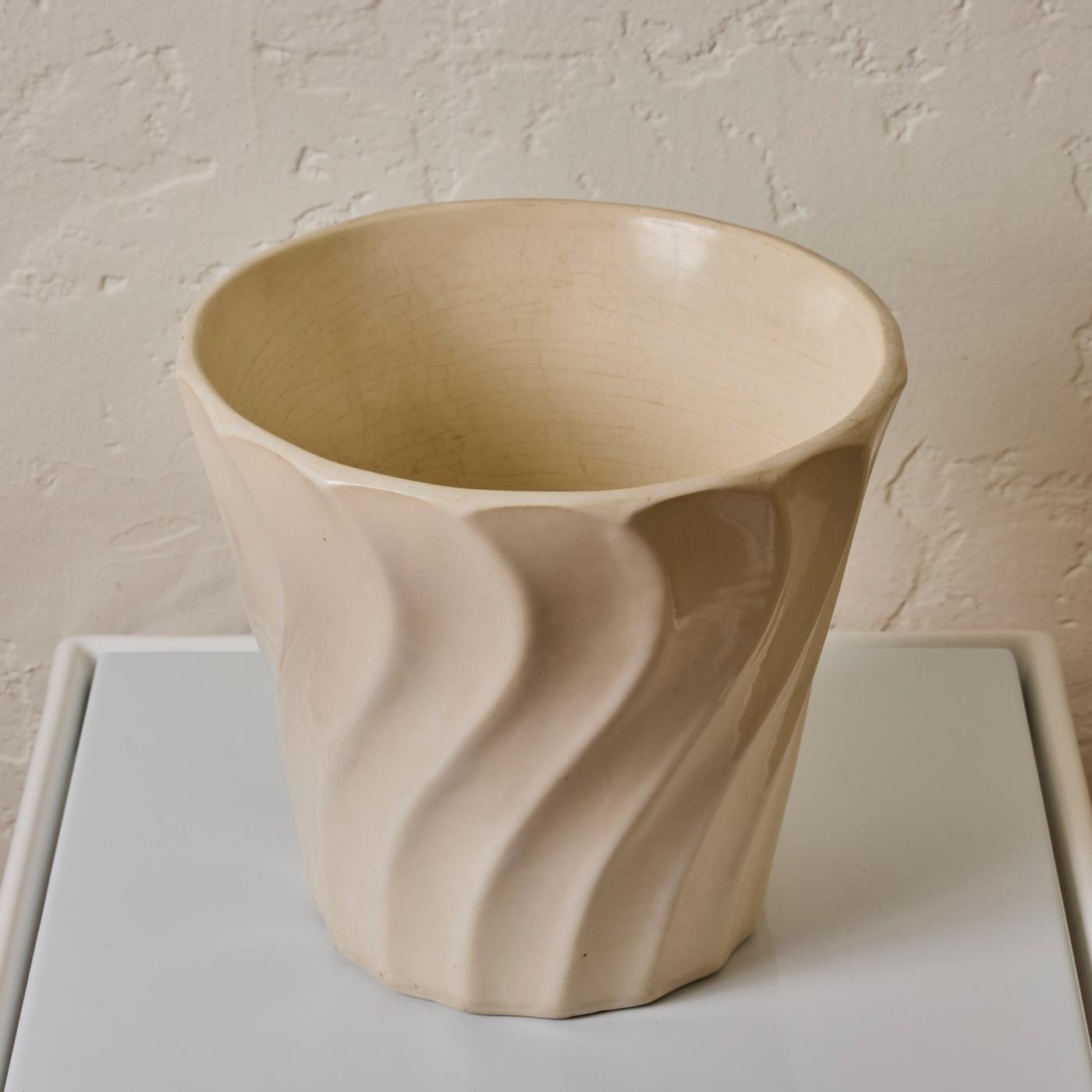 JA Bauer - Midcentury White Glazed Ceramic Bauer Planter