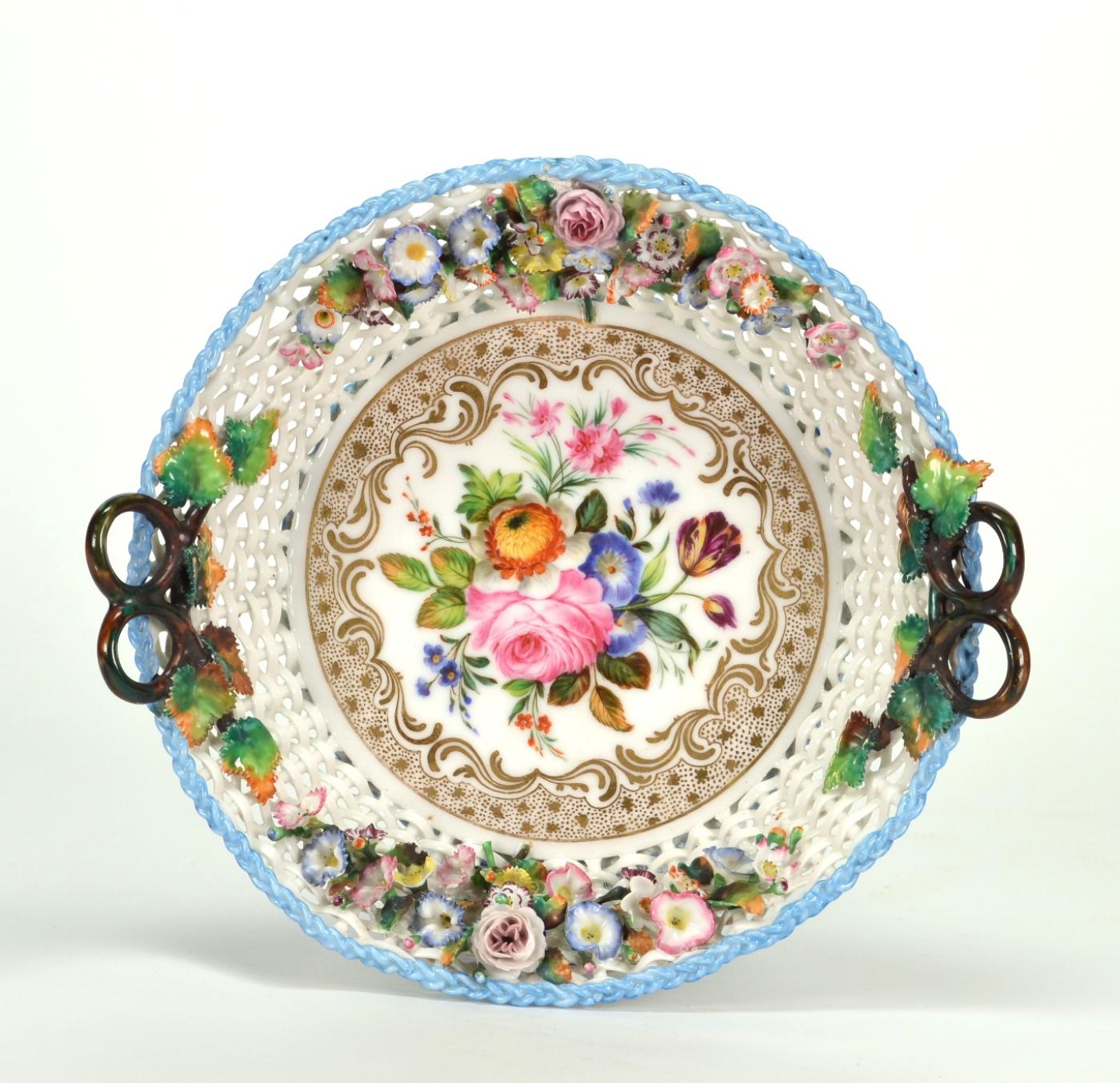 Jacob Petit - Old Paris Porcelain Basket by Jacob Petit, c. 1840