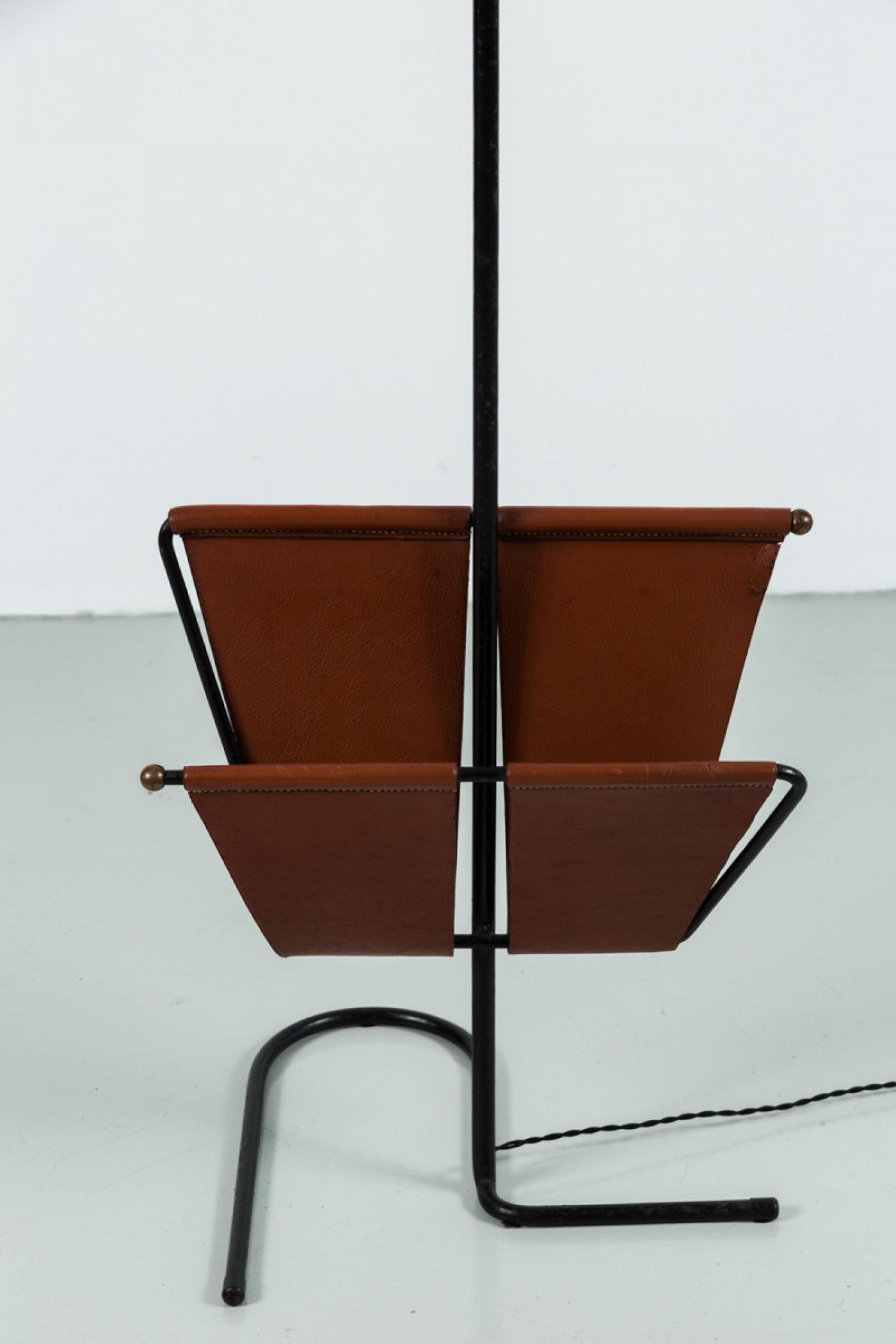 Jacques Adnet - Floor Lamp with Magazine Rack by Jacques Adnet