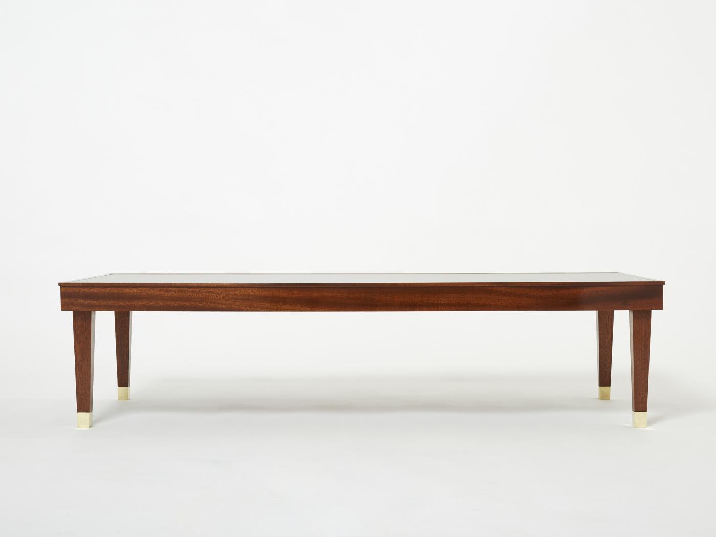 Jacques Adnet - Jacques Adnet mahogany brass modernist coffee table 1950s