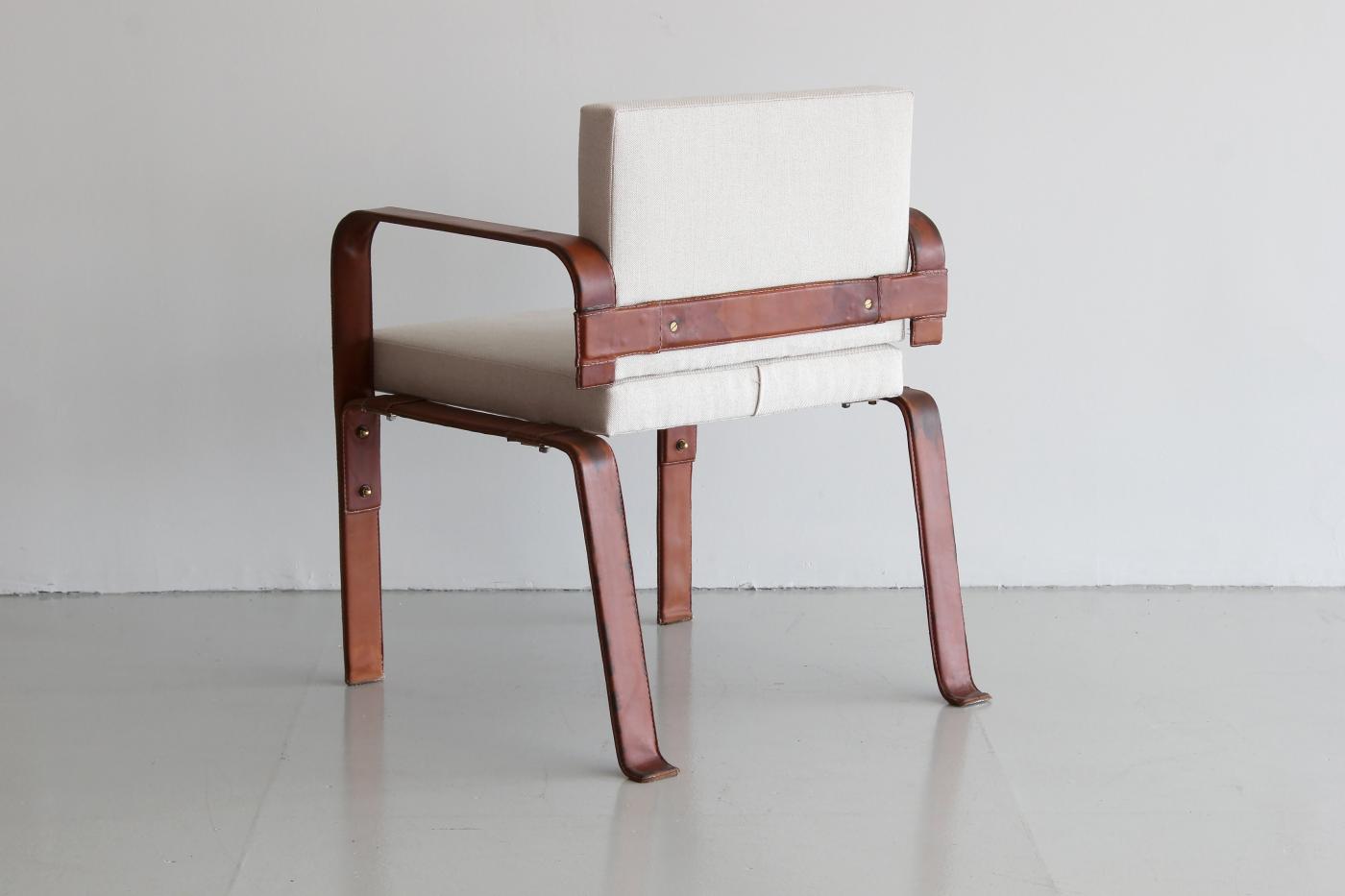 Jacques Adnet - Pair of Leather Wrapped Chairs by Jacques Adnet