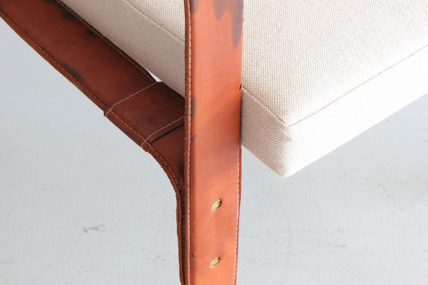 Jacques Adnet - Pair of Leather Wrapped Chairs by Jacques Adnet