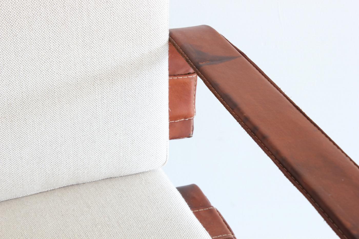 Jacques Adnet - Pair of Leather Wrapped Chairs by Jacques Adnet