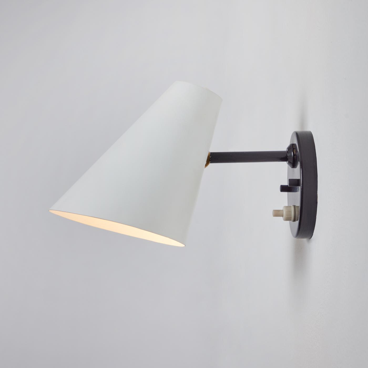 Jacques Biny - Pair of 1950s Jacques Biny Black and White Metal Wall Lights