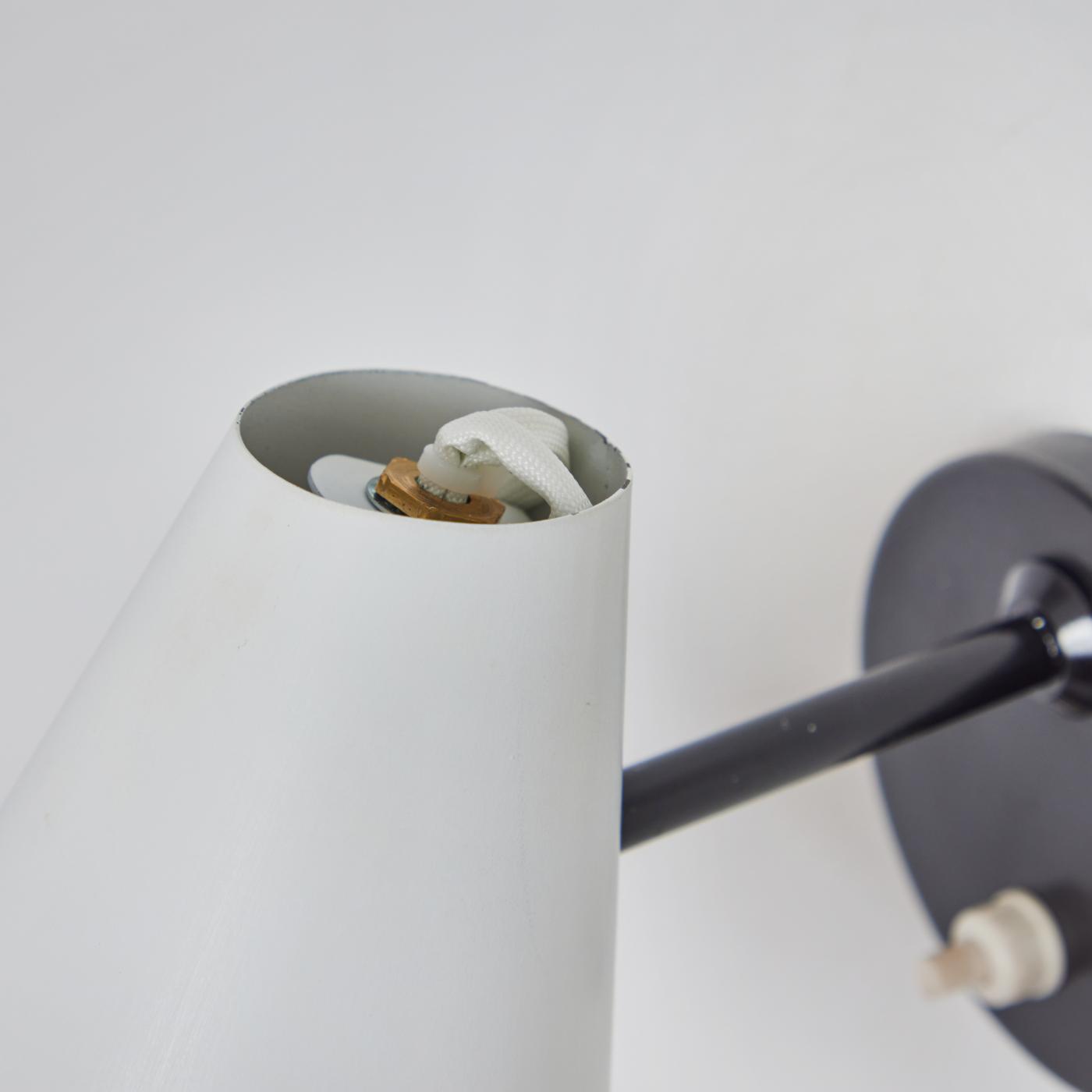 Jacques Biny - Pair of 1950s Jacques Biny Black and White Metal Wall Lights