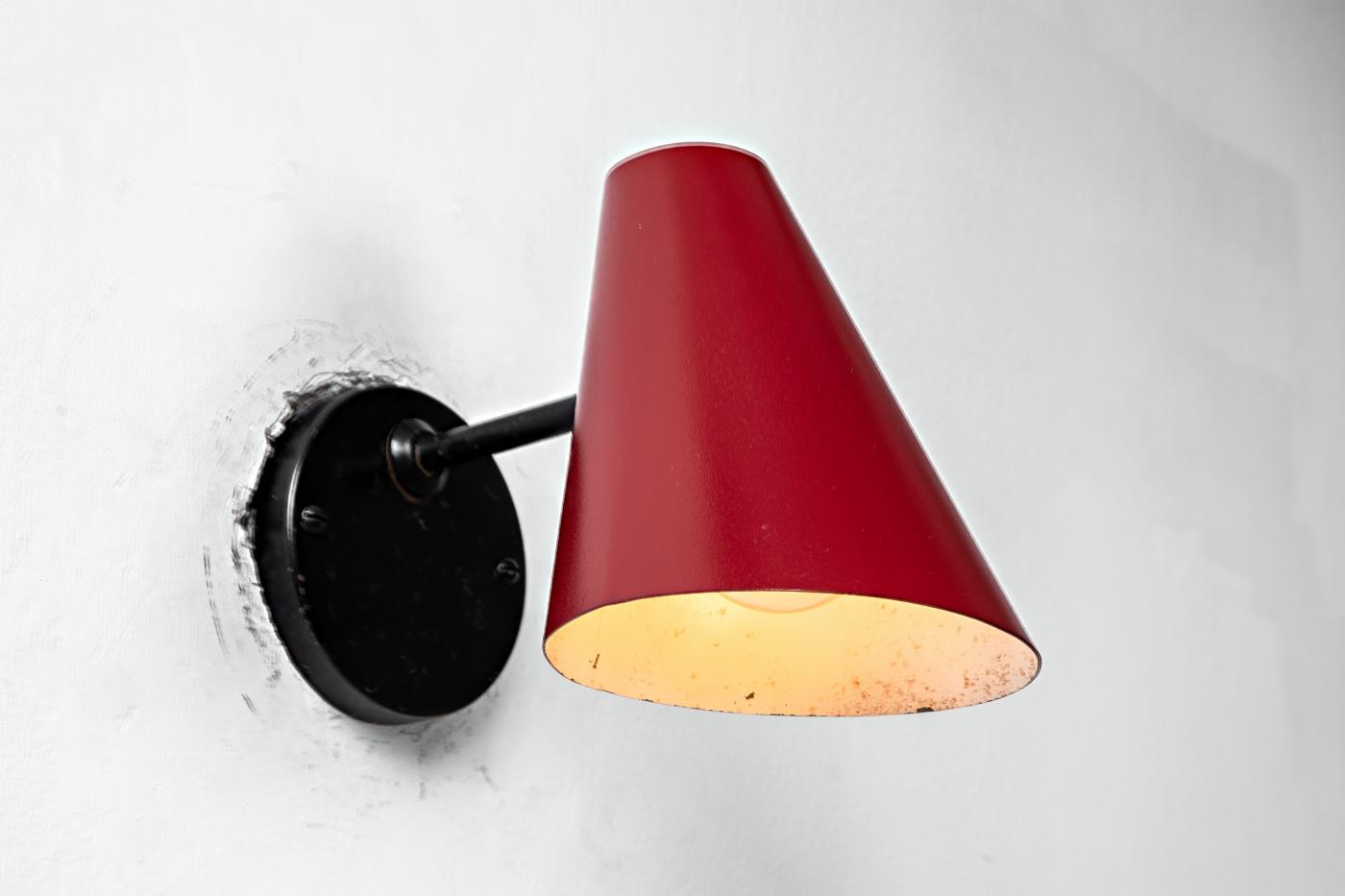 Jacques Biny - Pair of 1950s Jacques Biny Red & Black Wall Lights
