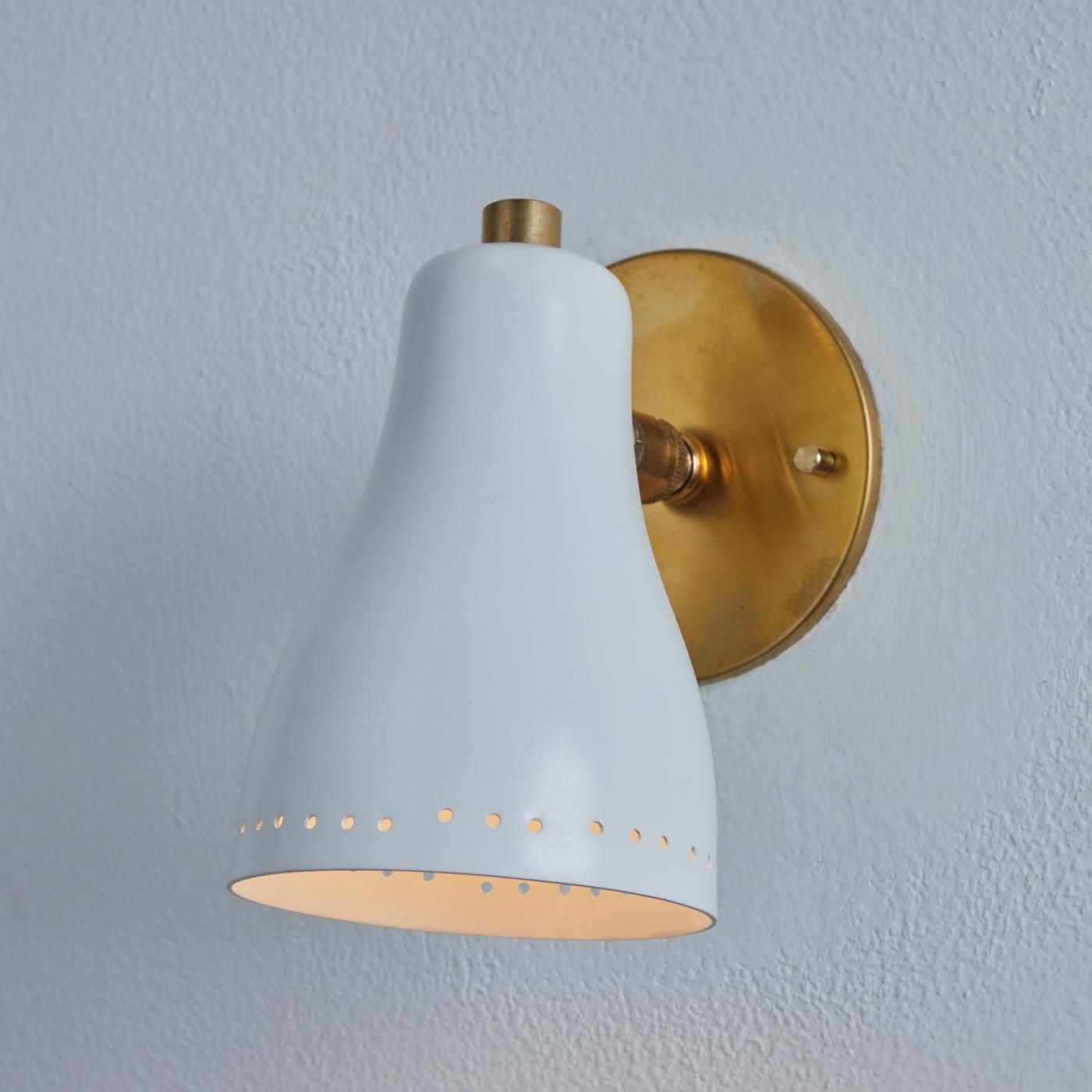 Jacques Biny - Pair of 1960s White Perforated Wall Lamps Attributed to ...