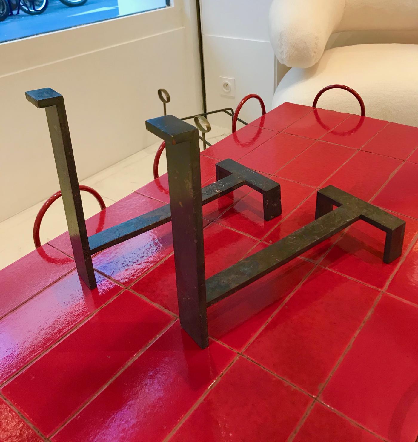 Jacques Quinet - Jacques Quinet genuine vintage pair of andirons