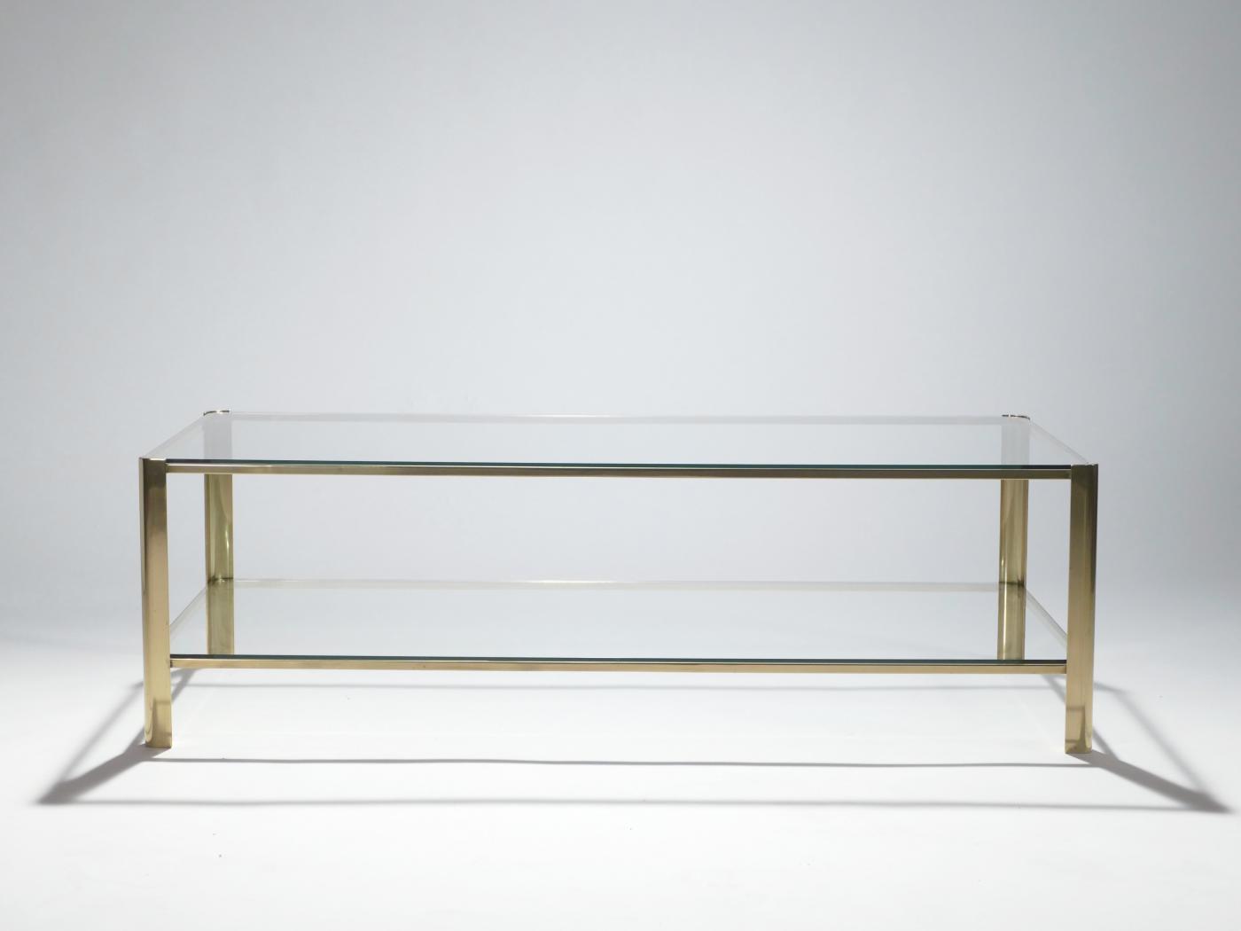 Jacques Quinet - Signed bronze two-tier coffee table Jacques Quinet for ...