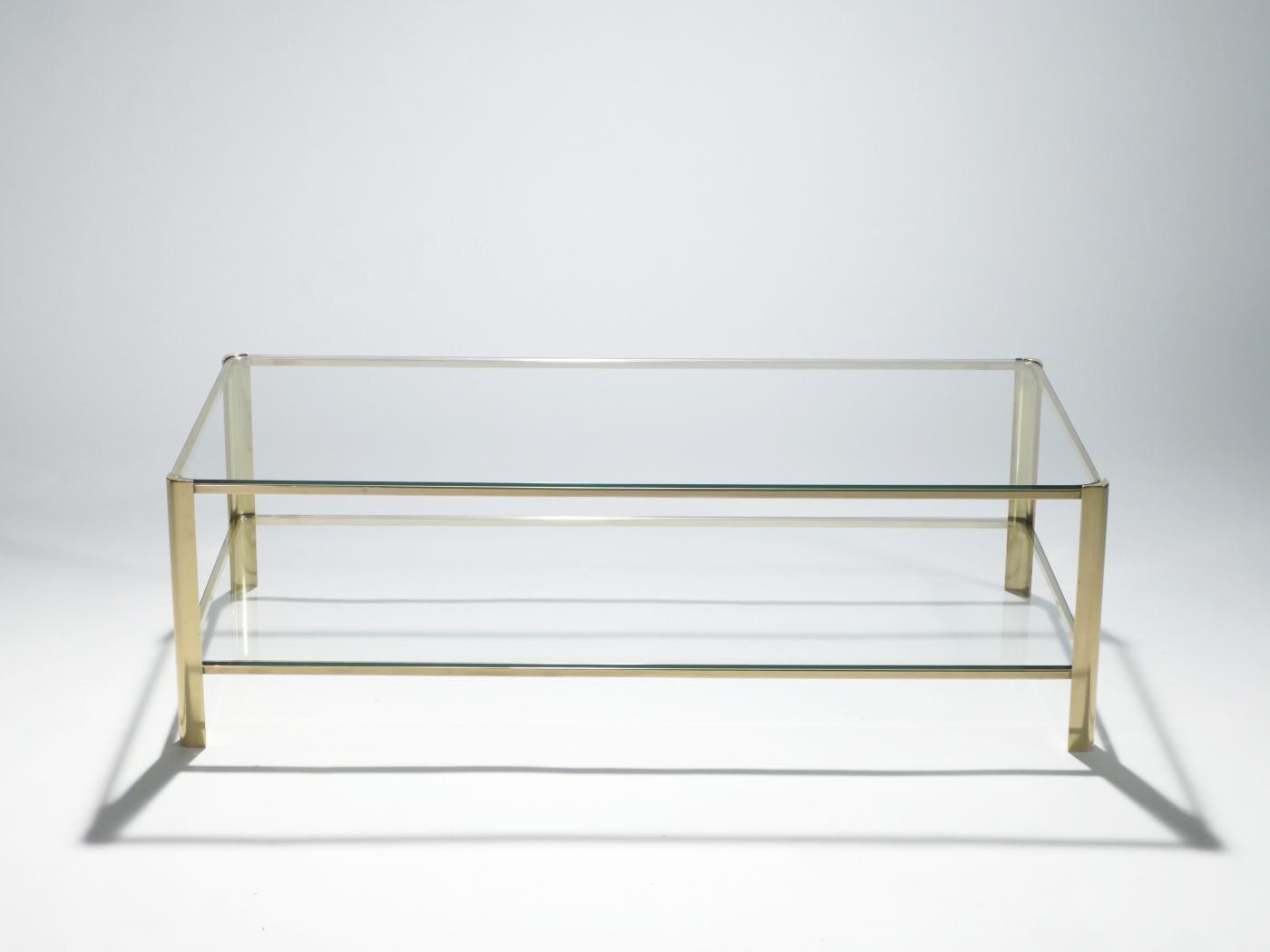 Jacques Quinet - Signed bronze two-tier coffee table Jacques Quinet for ...