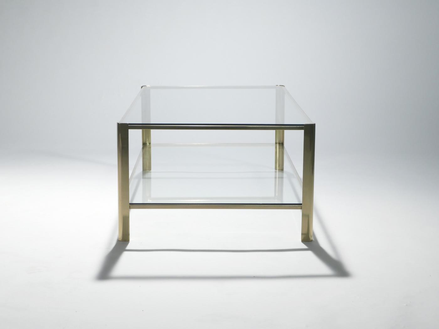 Jacques Quinet - Signed bronze two-tier coffee table Jacques Quinet for ...