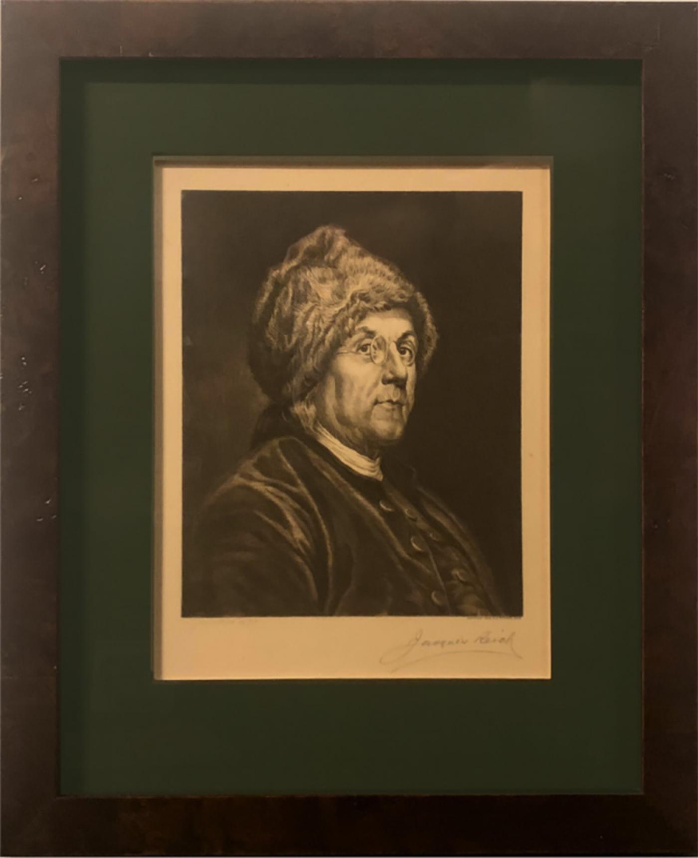 Jacques Reich - Portrait of Benjamin Franklin, Signed by Jacques Reich ...