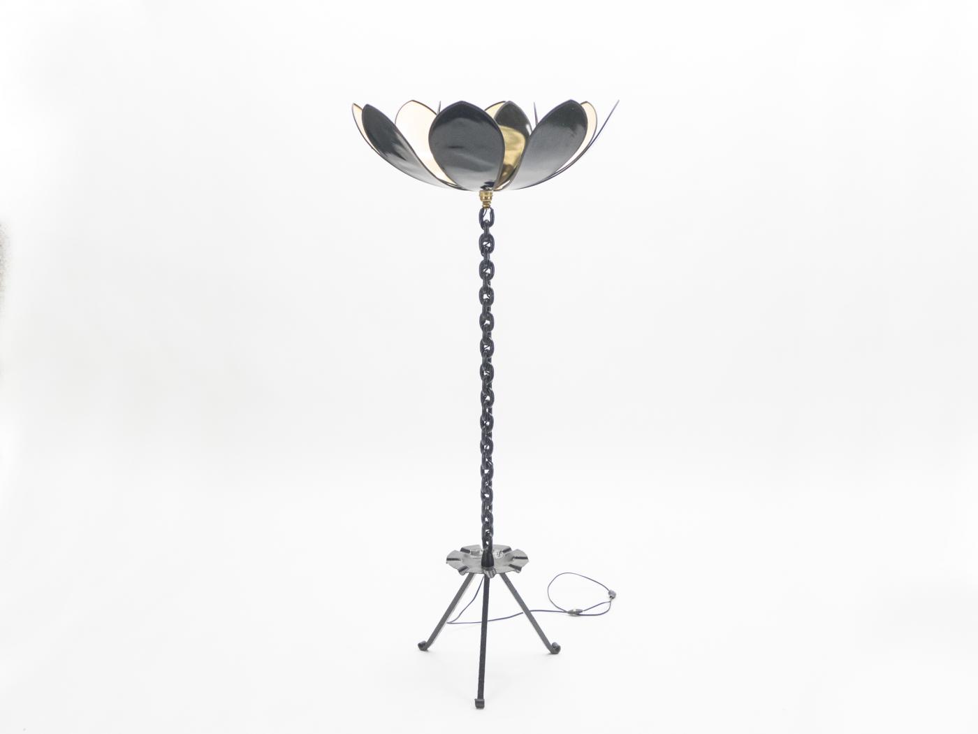 Jacques Vidal - Signed Jacques Vidal French Mid Century Iron gold floor ...