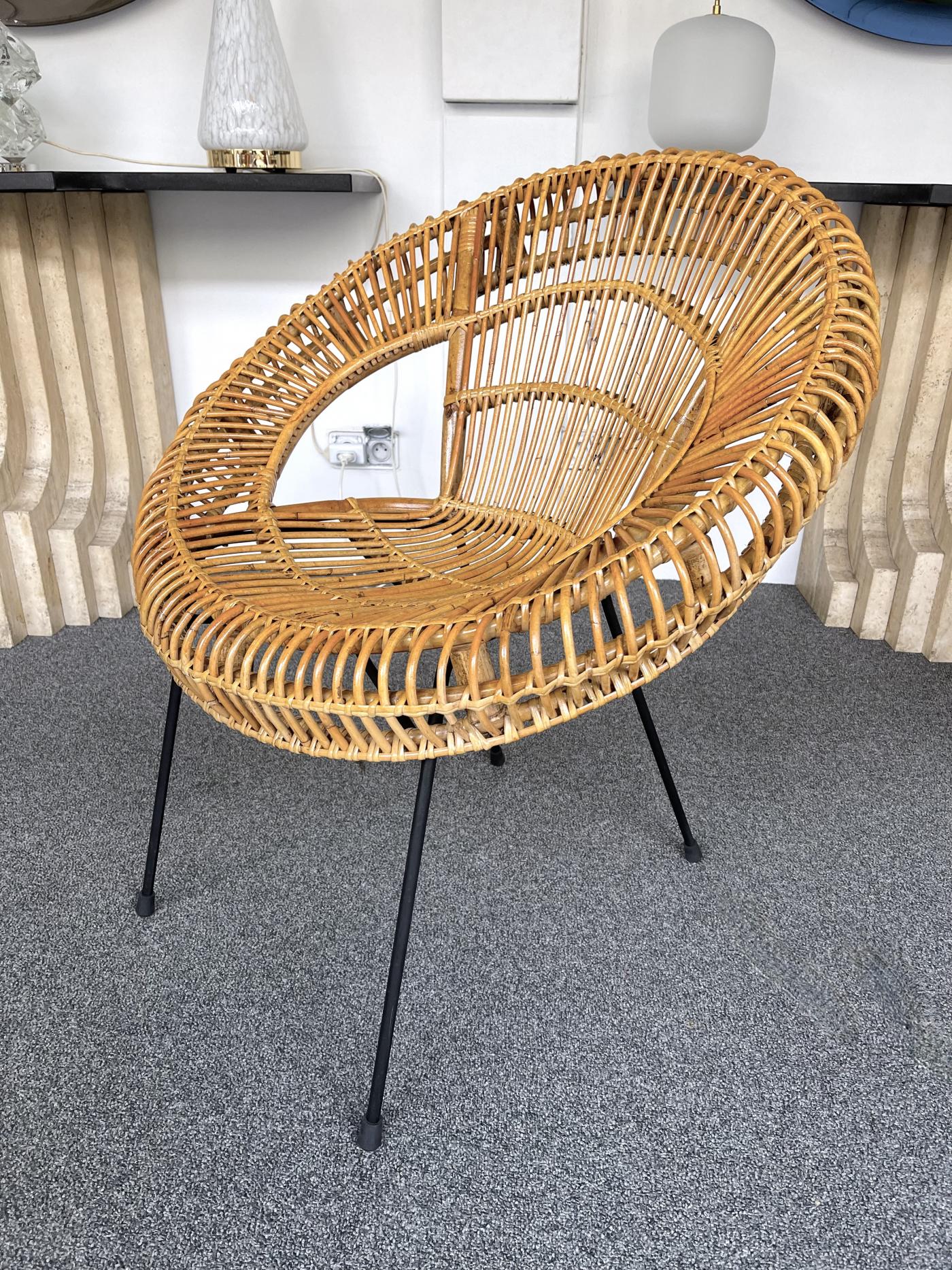 Janine Abrahams - Mid-Century Modern Pair of Rattan Bucket Armchairs ...