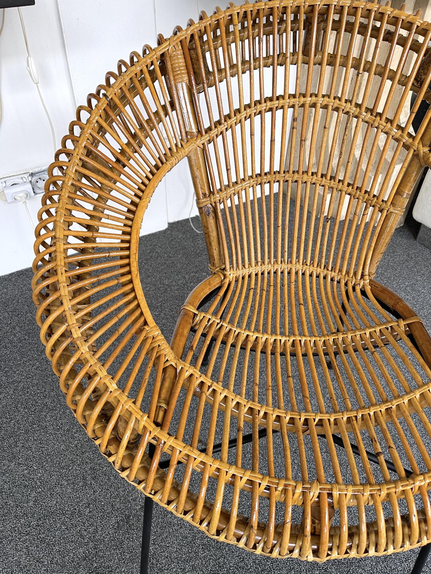 Janine Abrahams - Mid-Century Modern Pair of Rattan Bucket Armchairs ...