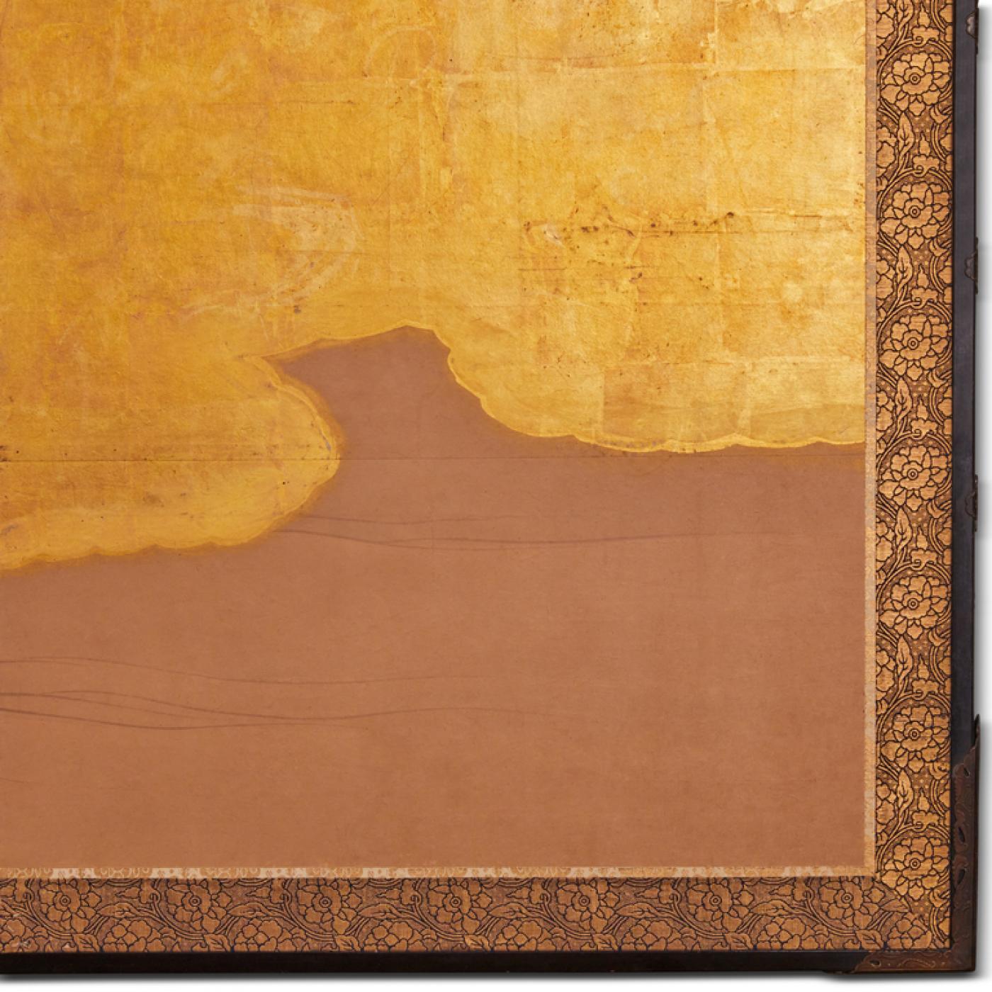 Japanese Six Panel Screen: Monkeys on Gold