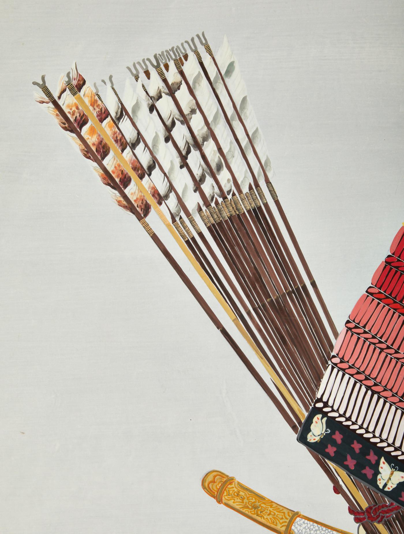 Japanese Two Panel Screen: Samurai Warrior